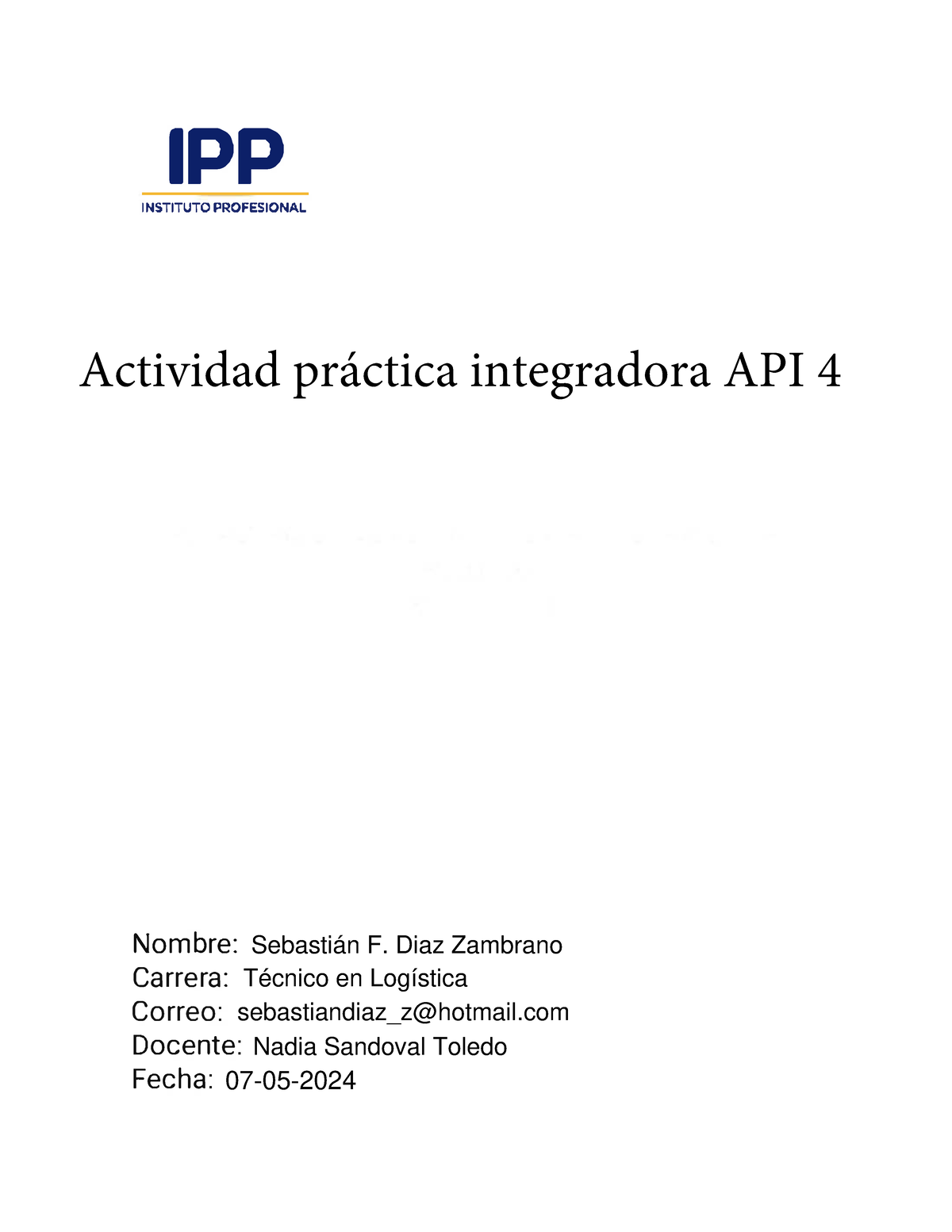 Tarea 4 Introducción a la Logistica - IPP INSTITUTO PROFESIONAL Actividad práctica integradora ...