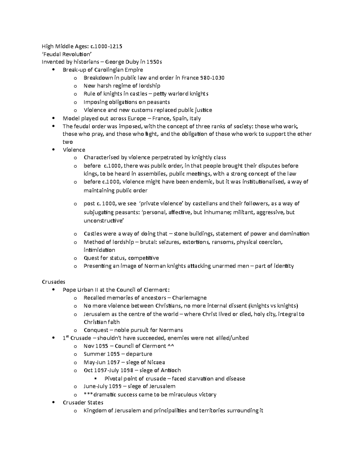 Week 5 - Lecture 5 (The High Medieval Period) - High Middle Ages: c ...