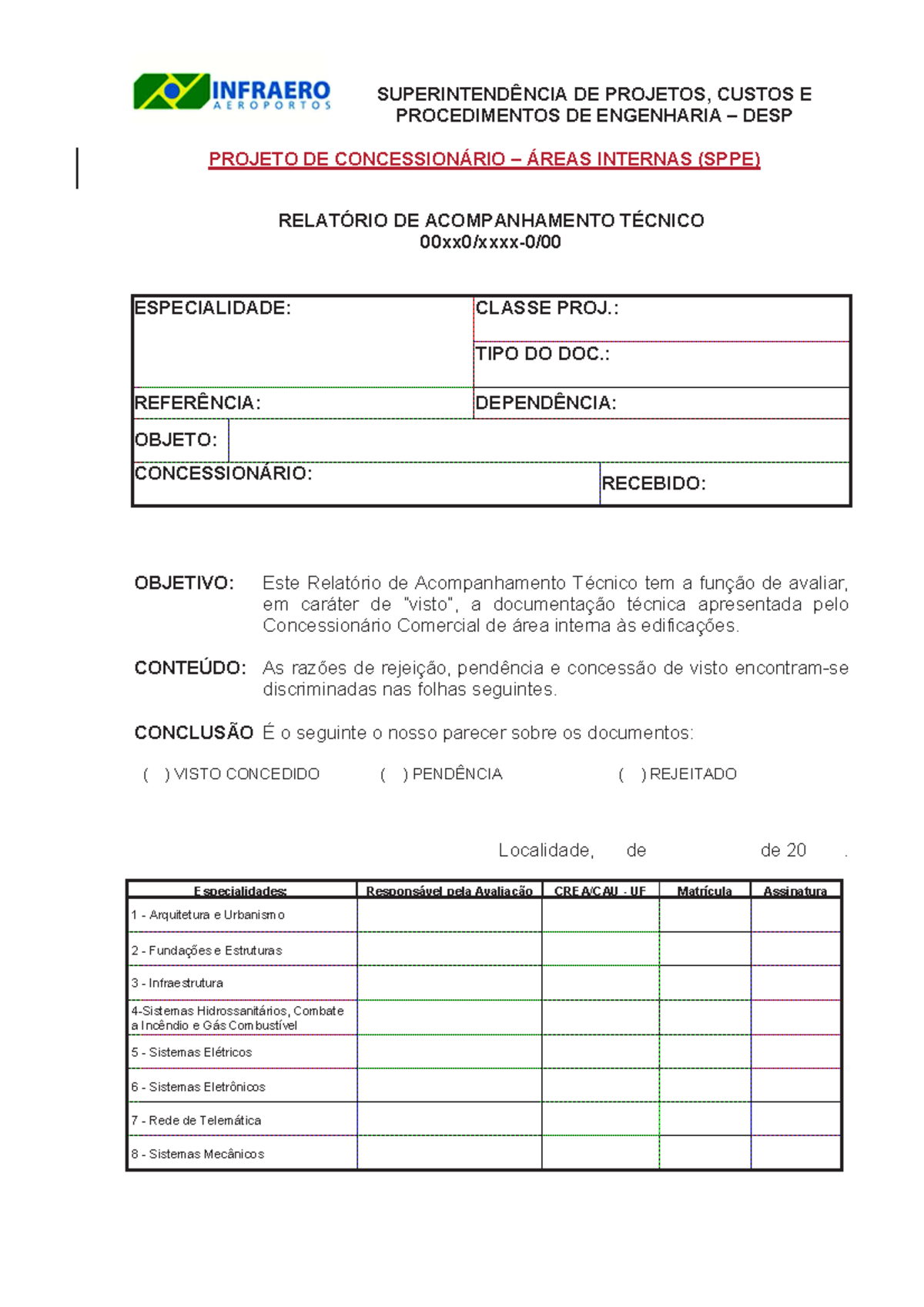 Check list - infraero - SUPERINTENDÊNCIA DE PROJETOS, CUSTOS E ...