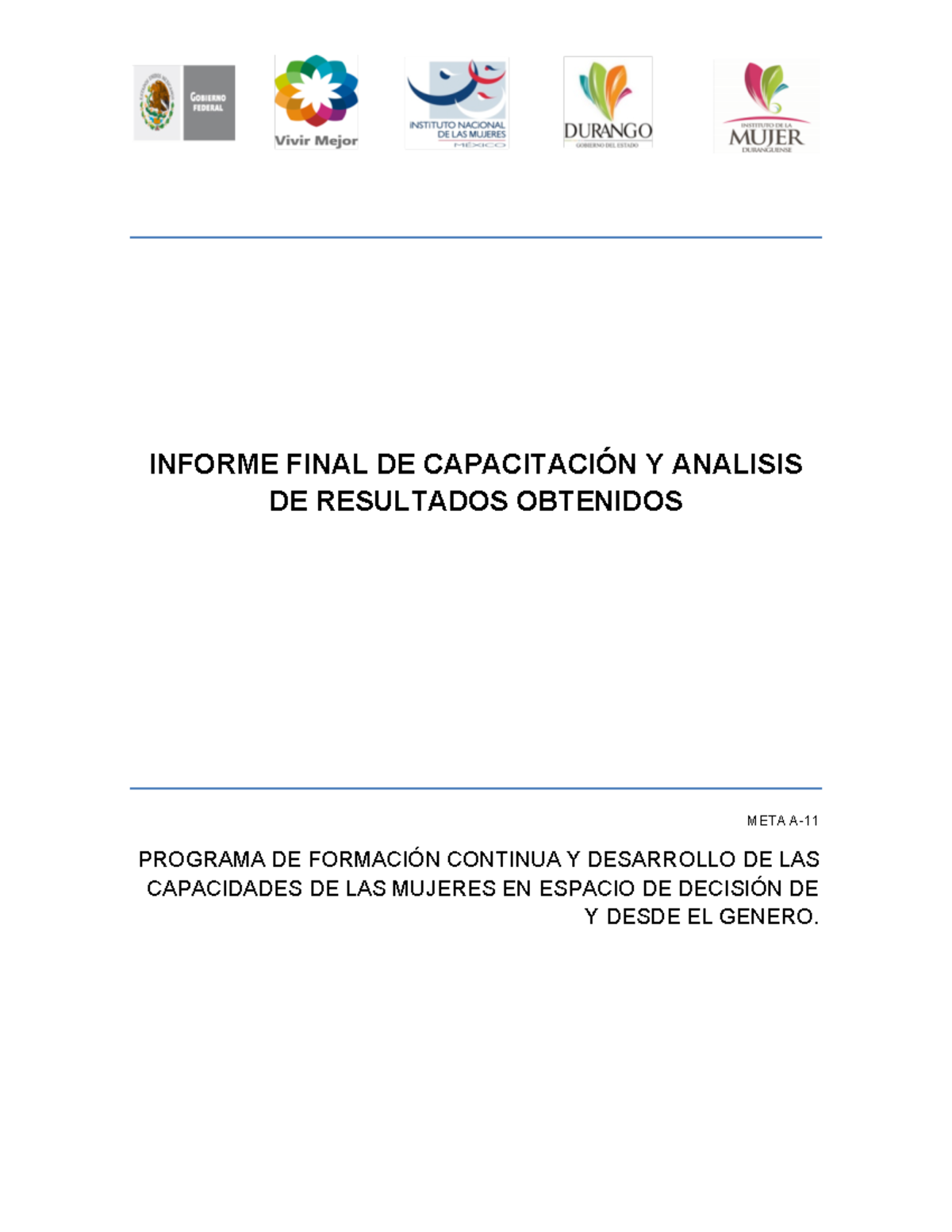 Ejemplo DE Informe DE Capacitación - INFORME FINAL DE CAPACITACIÓN Y ANALISIS DE RESULTADOS ...