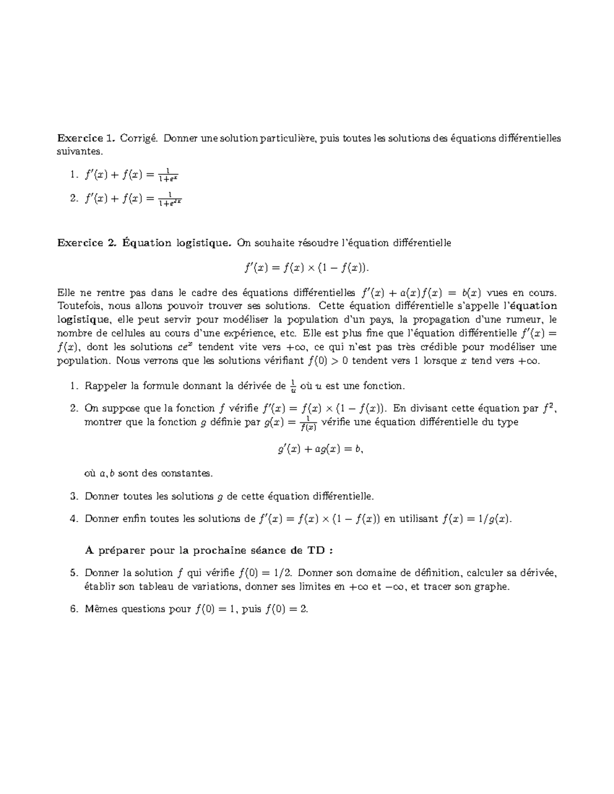 14-Ex ED3 - Exercices - Exercice 1. Corrig ́e. Donner une solution ...