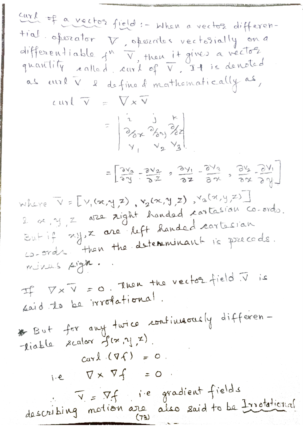 Curl of a vector field - Mathematics - Studocu