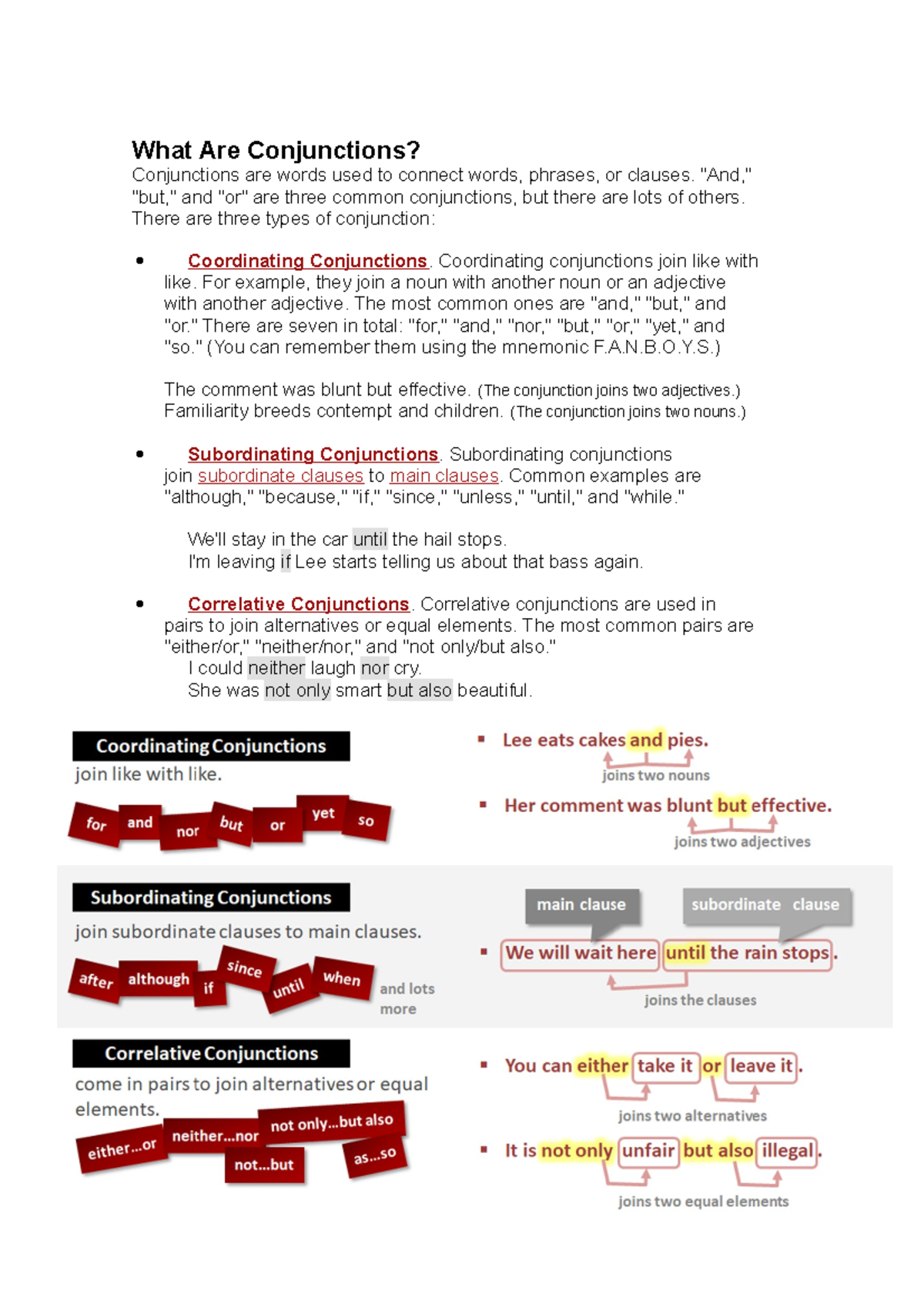 What Are Conjunctions - language 1 exam - English IELTS - Studocu