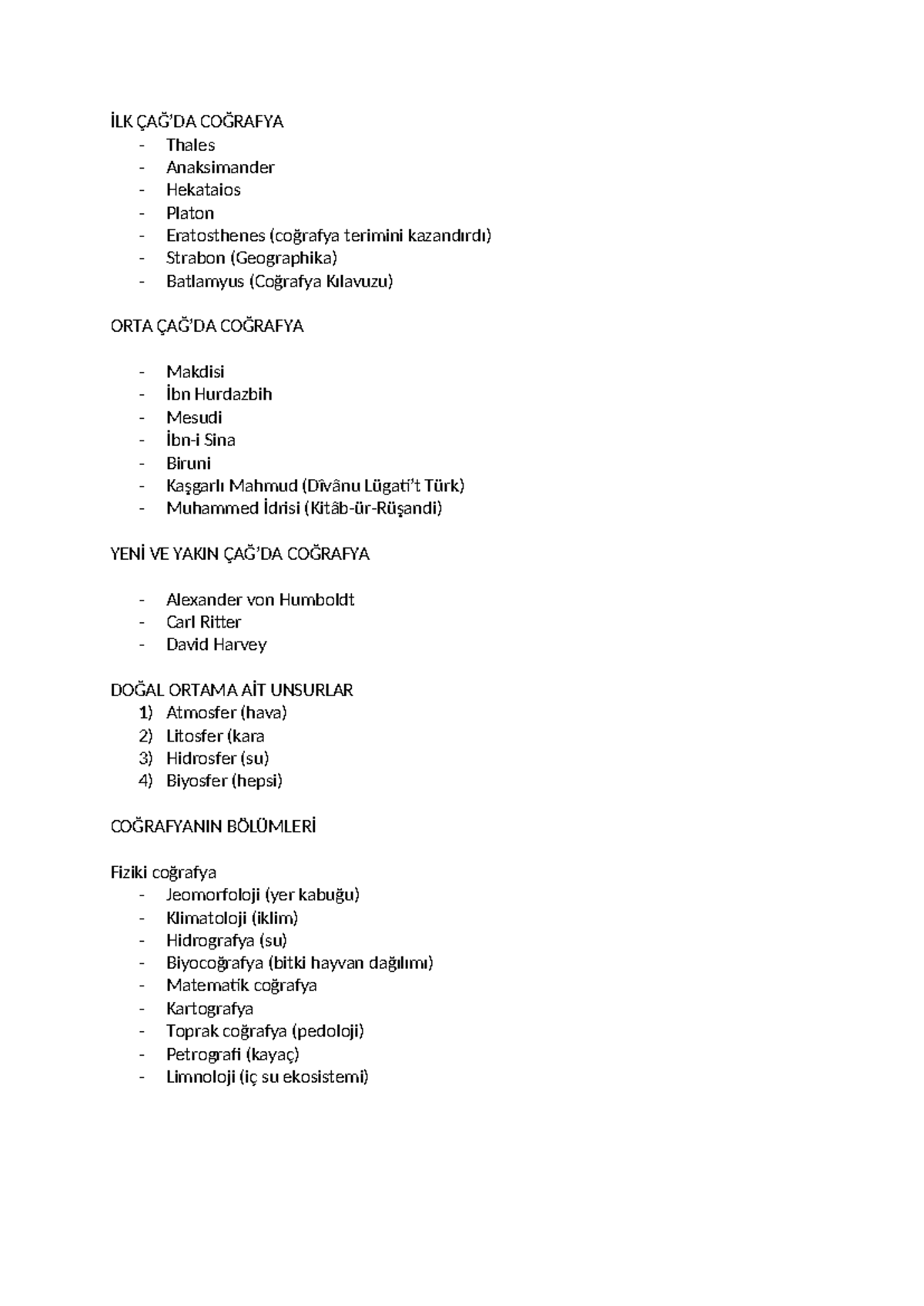 Coğraafya notlar - 3 h i - İLK ÇAĞ’DA COĞRAFYA Thales Anaksimander ...