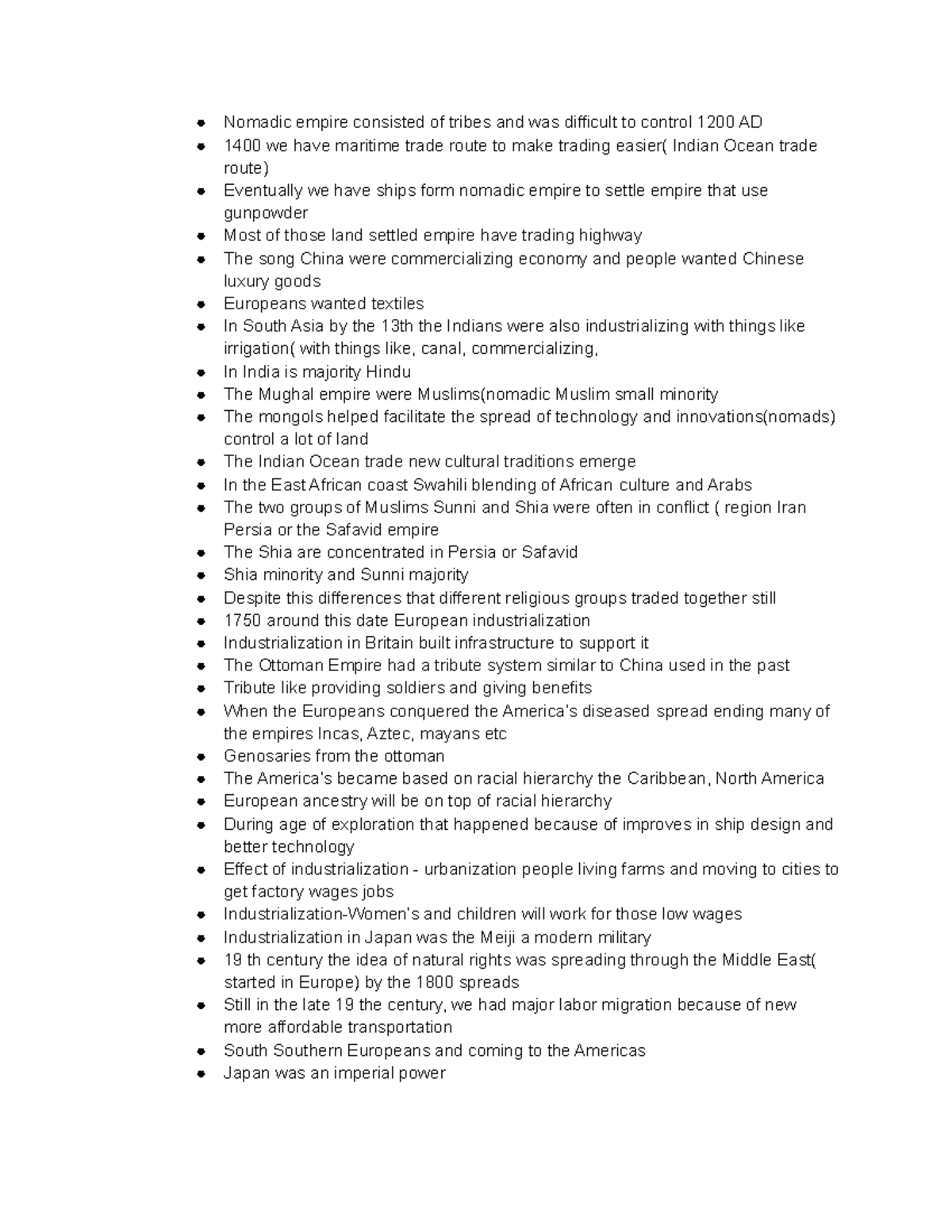 Notes Ap world 1-7 - Nomadic empire consisted of tribes and was ...