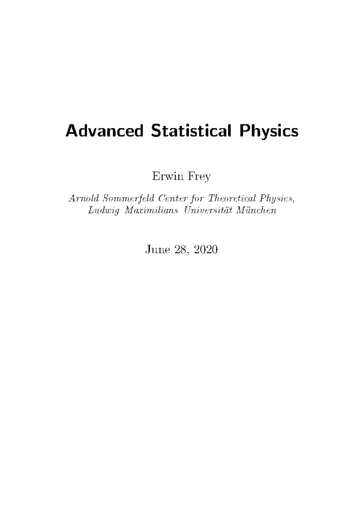 Advanced Statistical Physics - 3 Phase transitions and phase diagram 3. ...