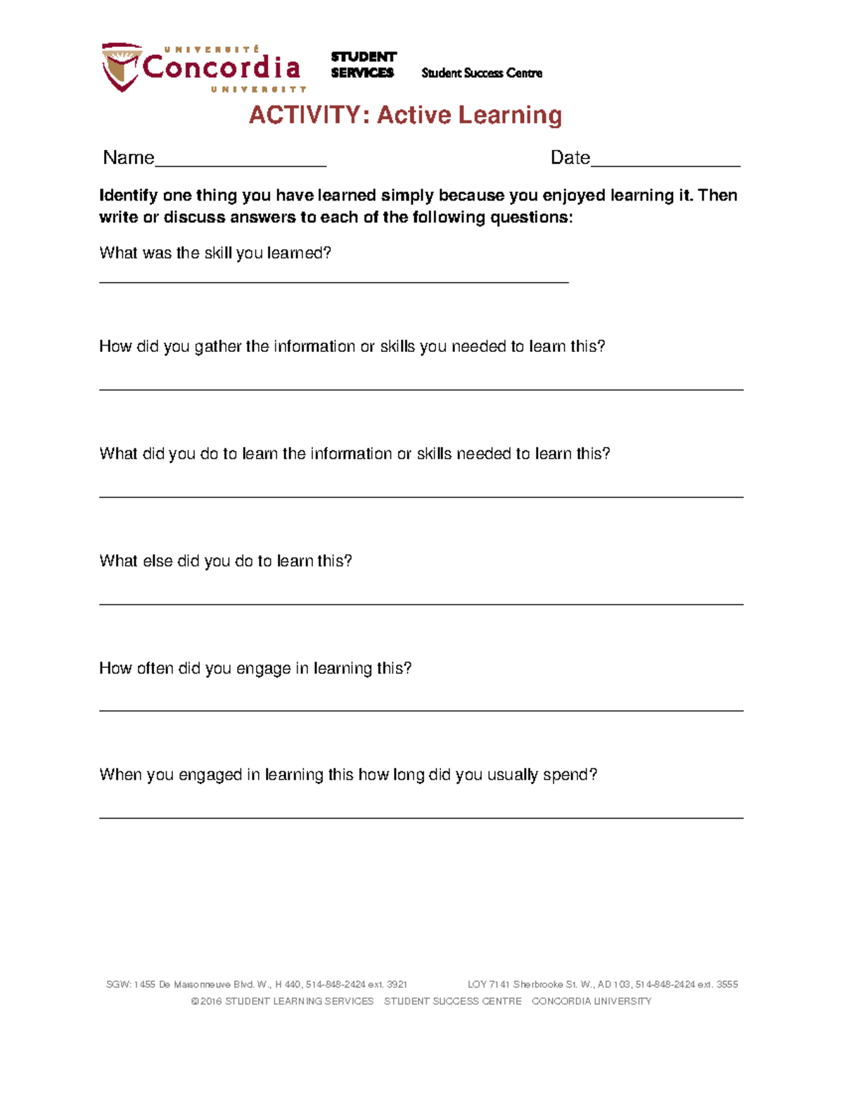 24.02.2 Activity Active Learning - SGW: 1455 De Maisonneuve Blvd. W., H ...