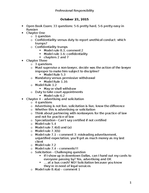 PR Exam questions - outline - Chapter 2 Deals with confidentiality vs ...