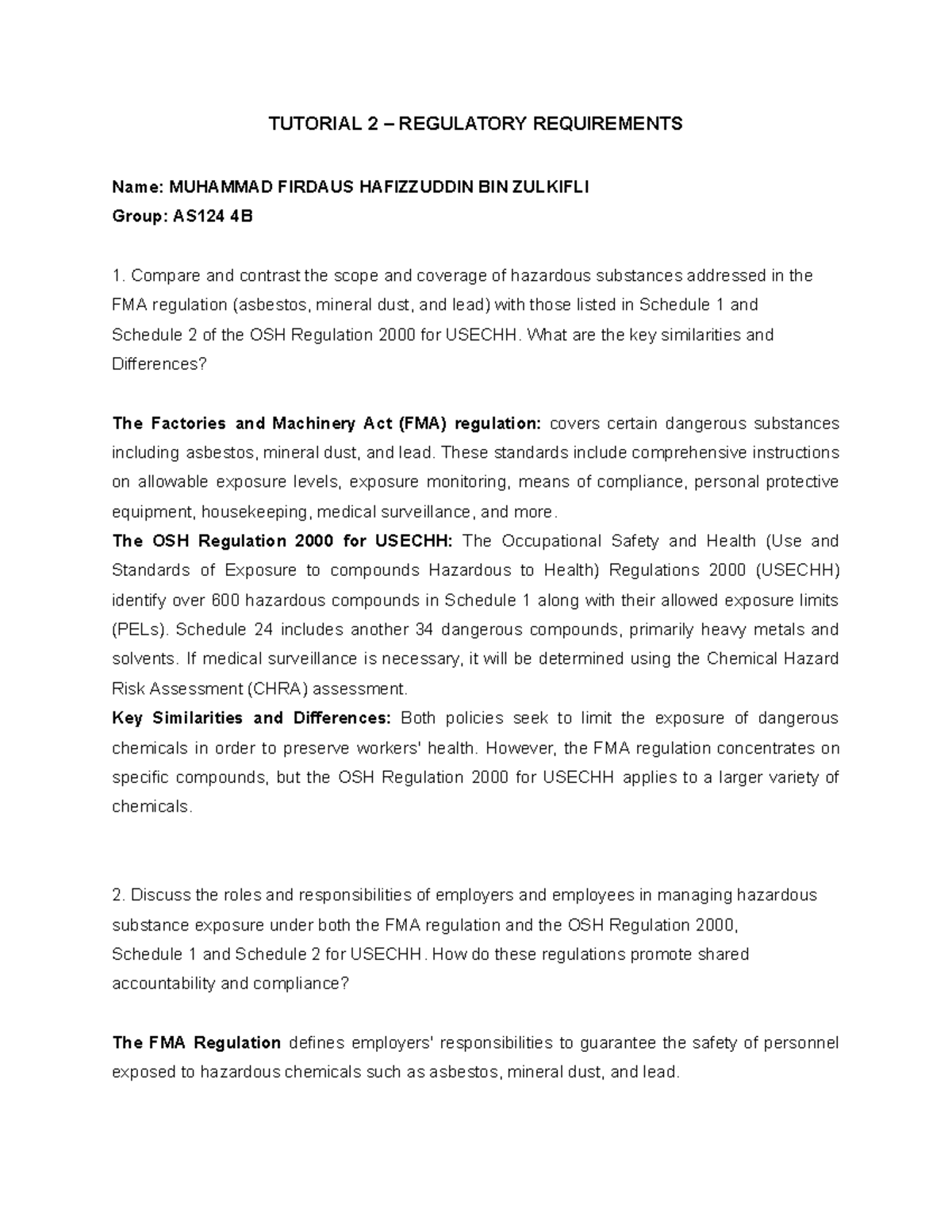 Tutorial 2 IHS246 - TUTORIAL 2 – REGULATORY REQUIREMENTS Name: MUHAMMAD FIRDAUS HAFIZZUDDIN BIN ...