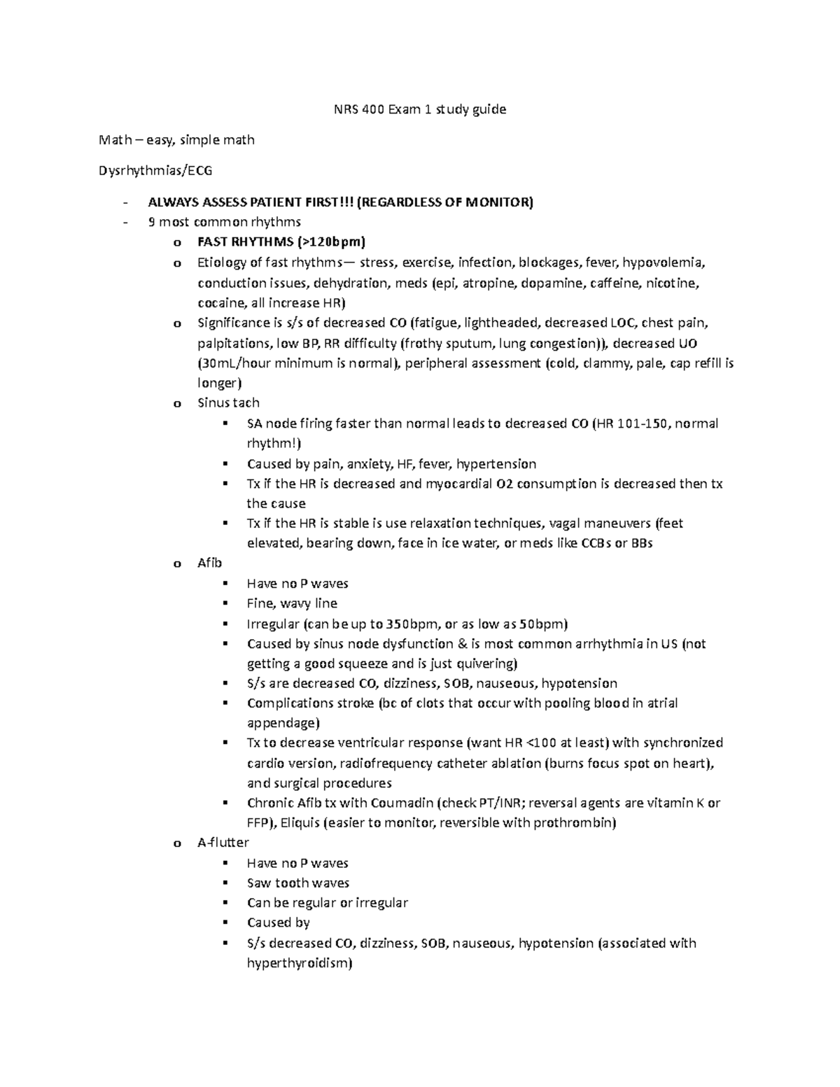 Exam 1 Study Guide copy - NRS 400 Exam 1 study guide Math – easy ...