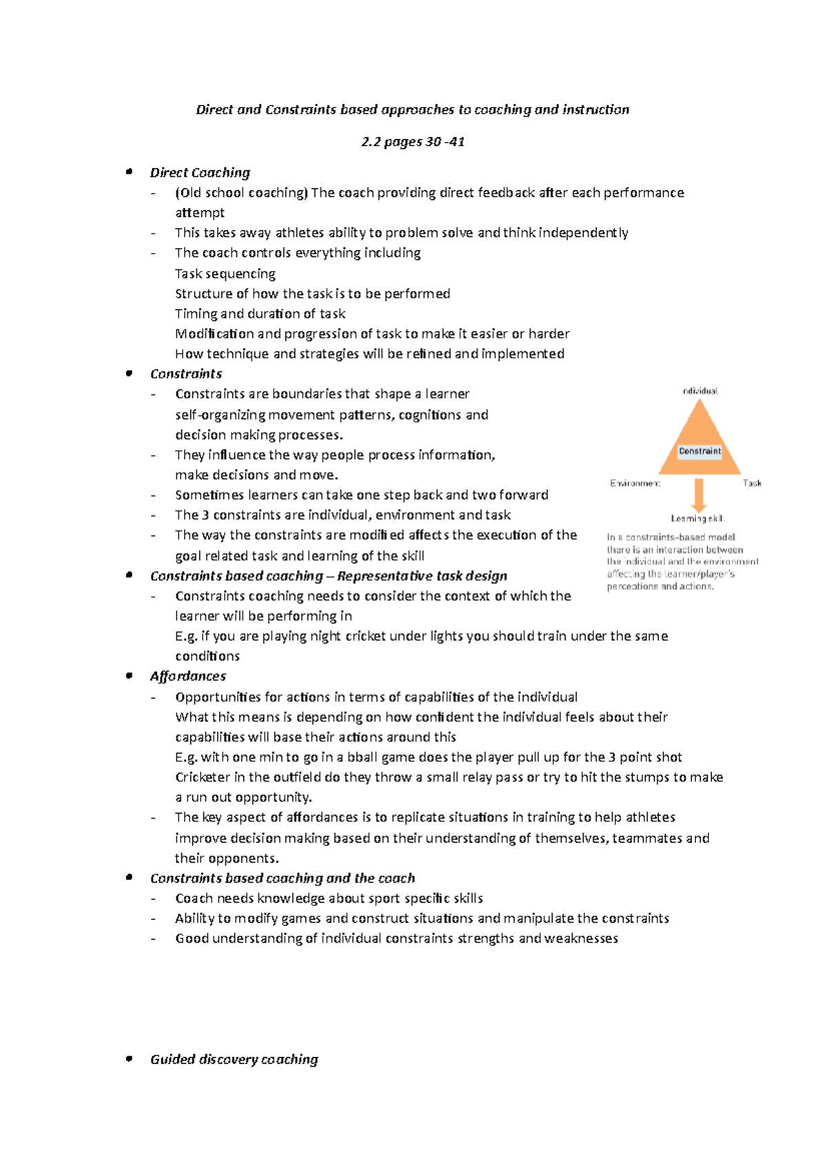 Direct and Constraints based approaches to coaching and instruction ...