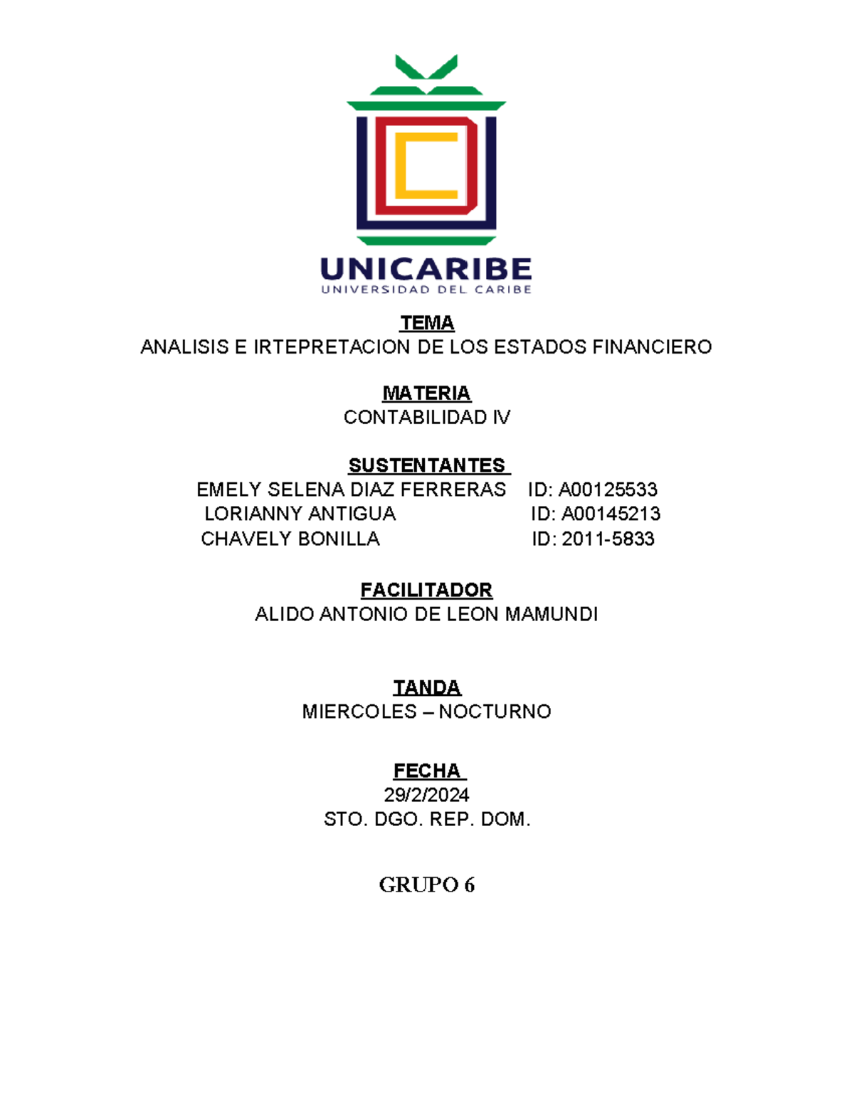 Trabajo Final - Grupo 6 - Contabilidad l V - TEMA ANALISIS E ...