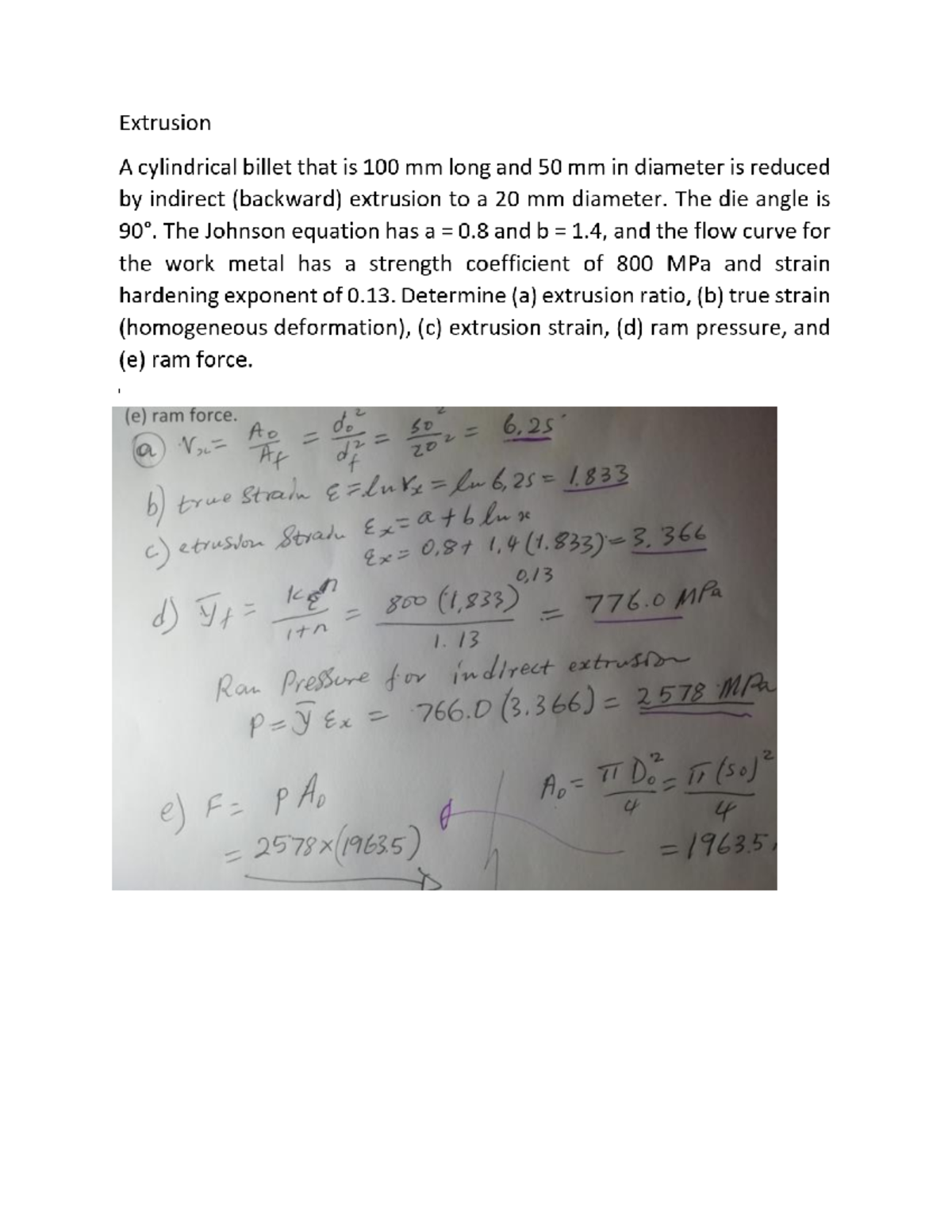 Worked examples of extrusion - MAT0AB2 - Studocu