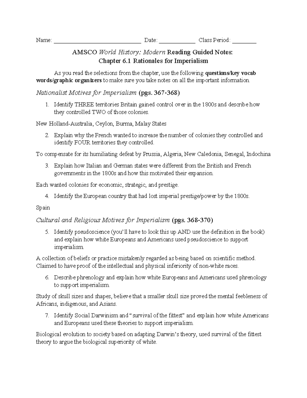 UNIT 6 PART 1 PART 1 - Notes - Name: _____________________________ Date ...