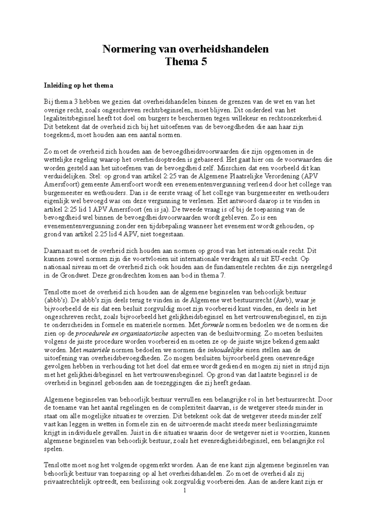 Thema 5 staats - week 5 - Normering van overheidshandelen Thema 5 ...