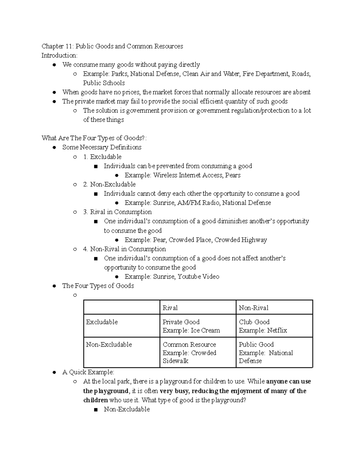 Chapter 11 Public Goods and Common Resources - Chapter 11: Public Goods and Common Resources ...