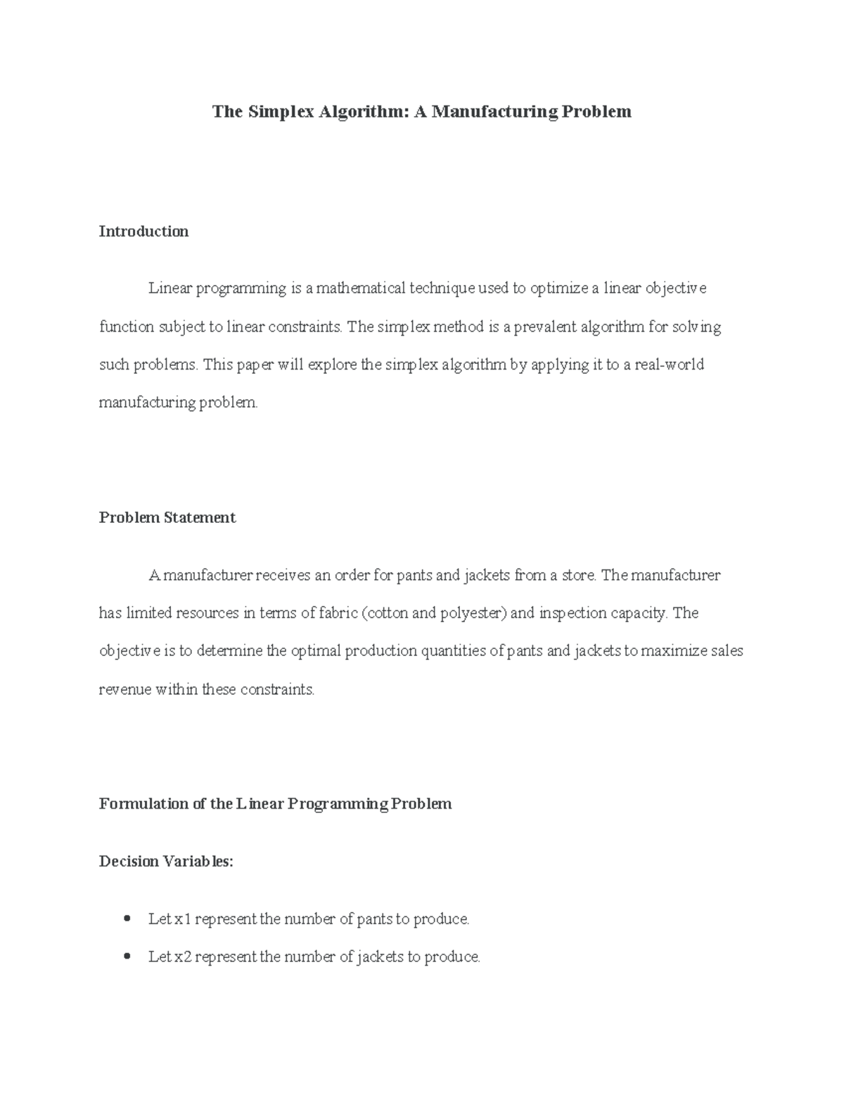 Discussion assignment 06 (cs 3304) - The Simplex Algorithm: A ... Discussion assignment 06 (cs 3304) - The Simplex Algorithm: A ...