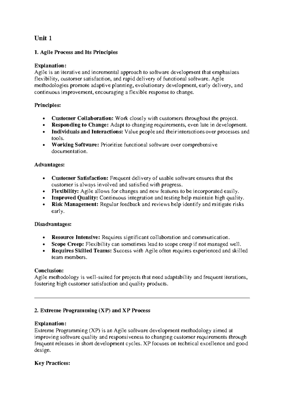 OOSE-E NOTES by Chat GPT - Unit 1 1. Agile Process and Its Principles ...