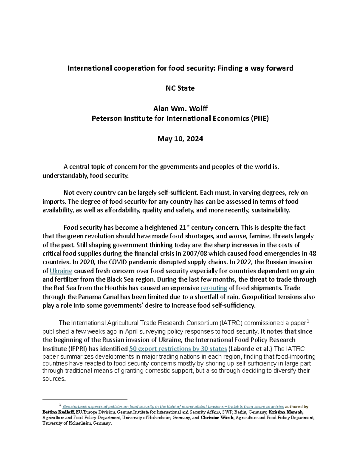 Globalization and Food Security - Interna onal coopera on for food ...