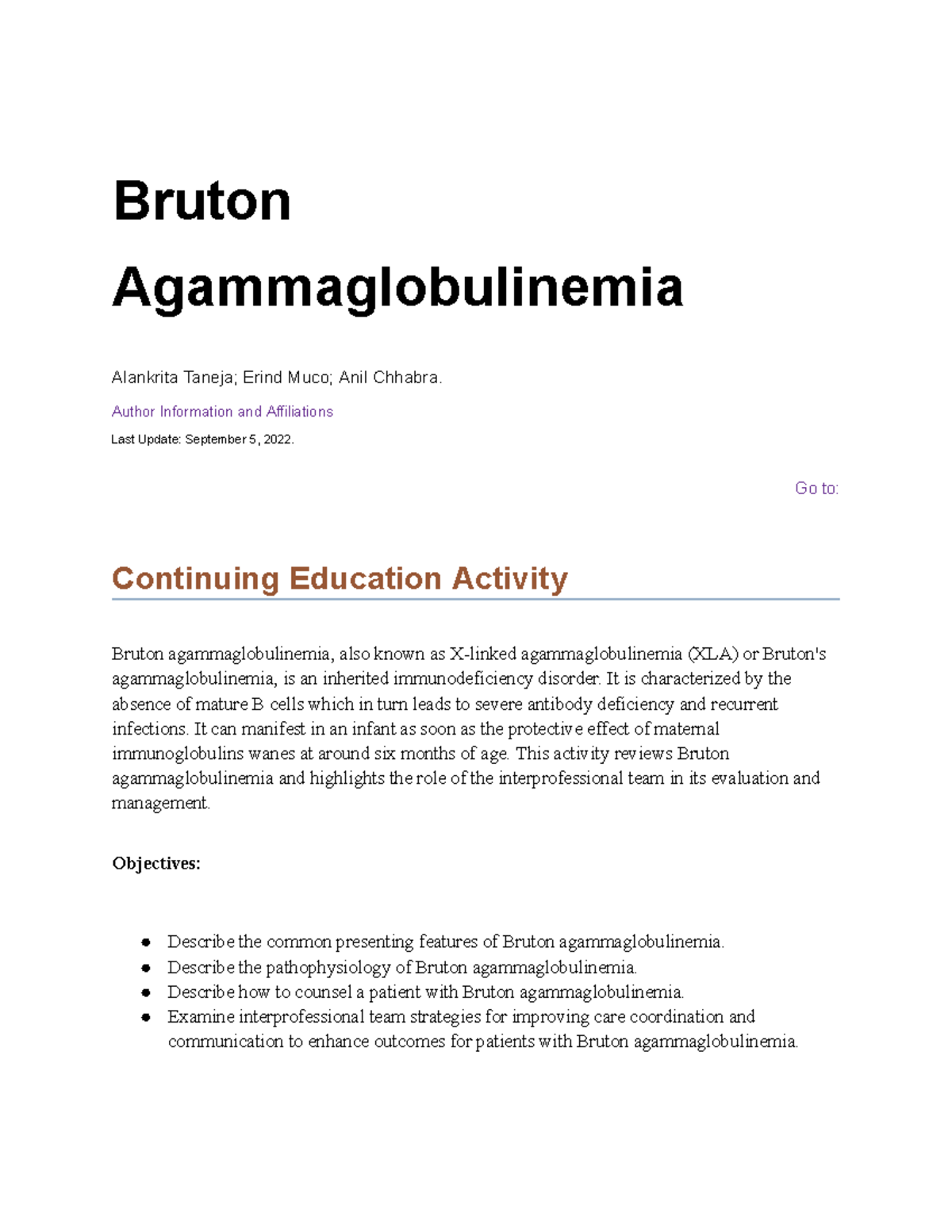 Bruton Agammaglobulinemia - Bruton Agammaglobulinemia Alankrita Taneja ...