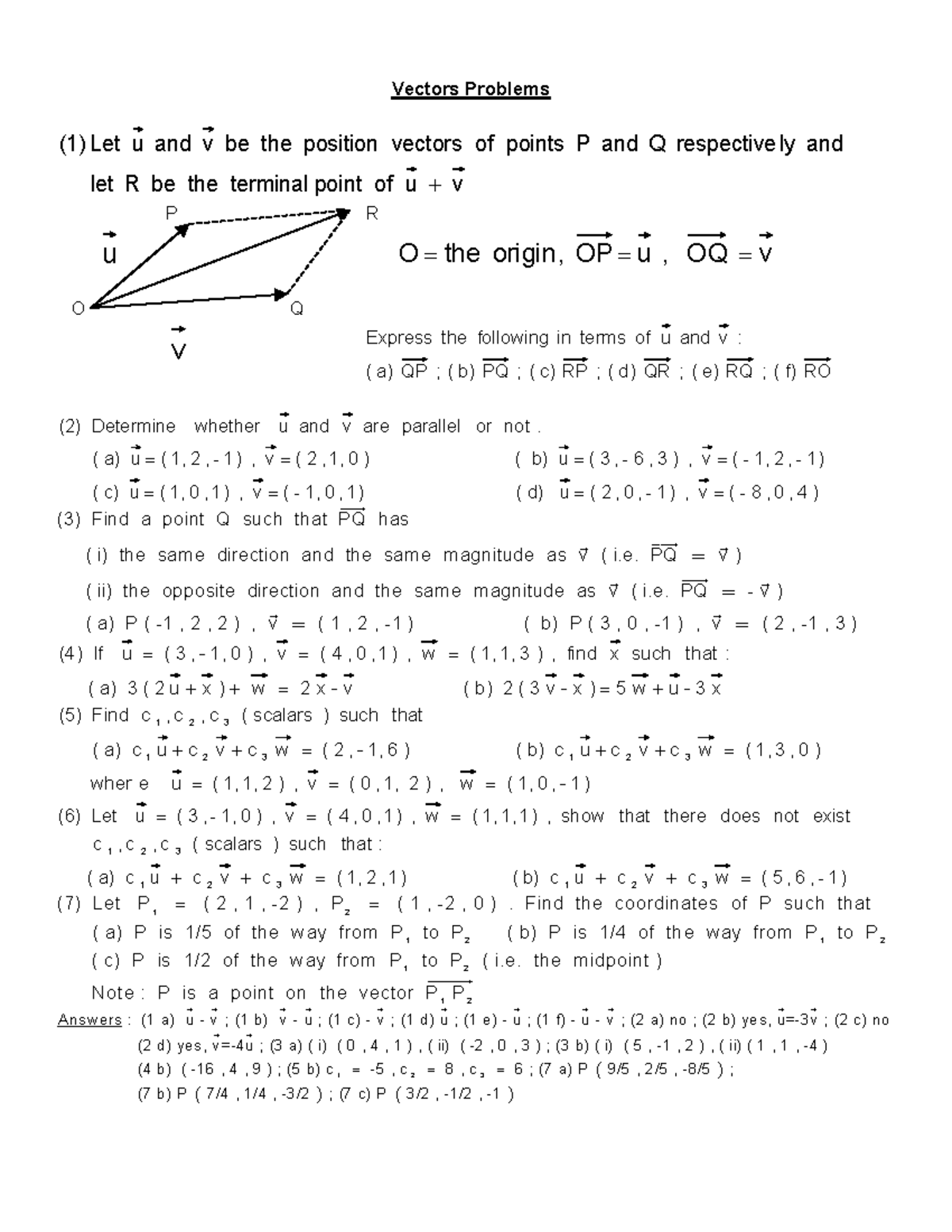 vectors problems with answers - Bree 103 - McGill - Studocu