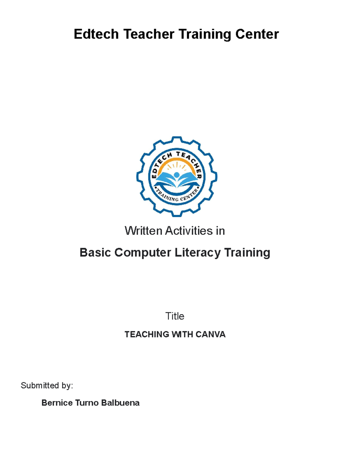 Canva Navigation for teachers - Written Activities in Basic Computer ...
