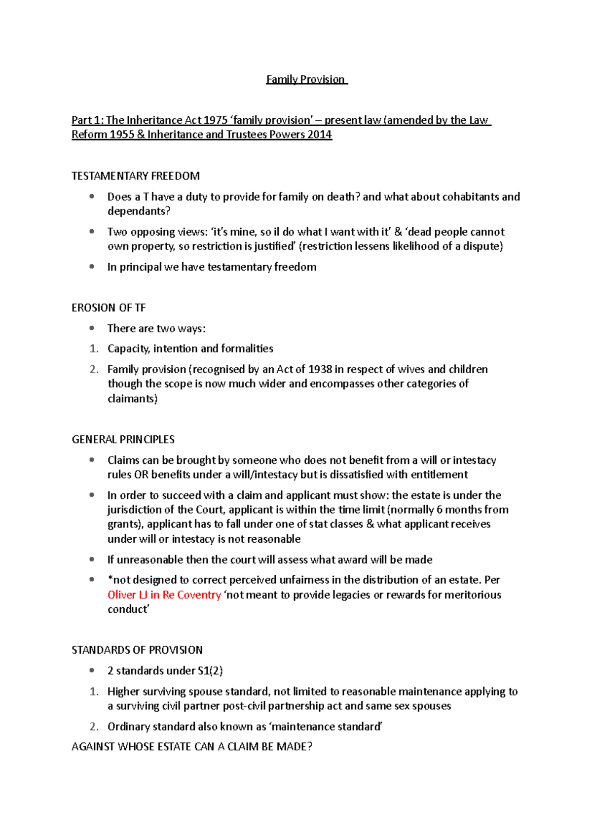 Family Provision - Lectured by Paul Kerrigan & Howard Dent - Family ...