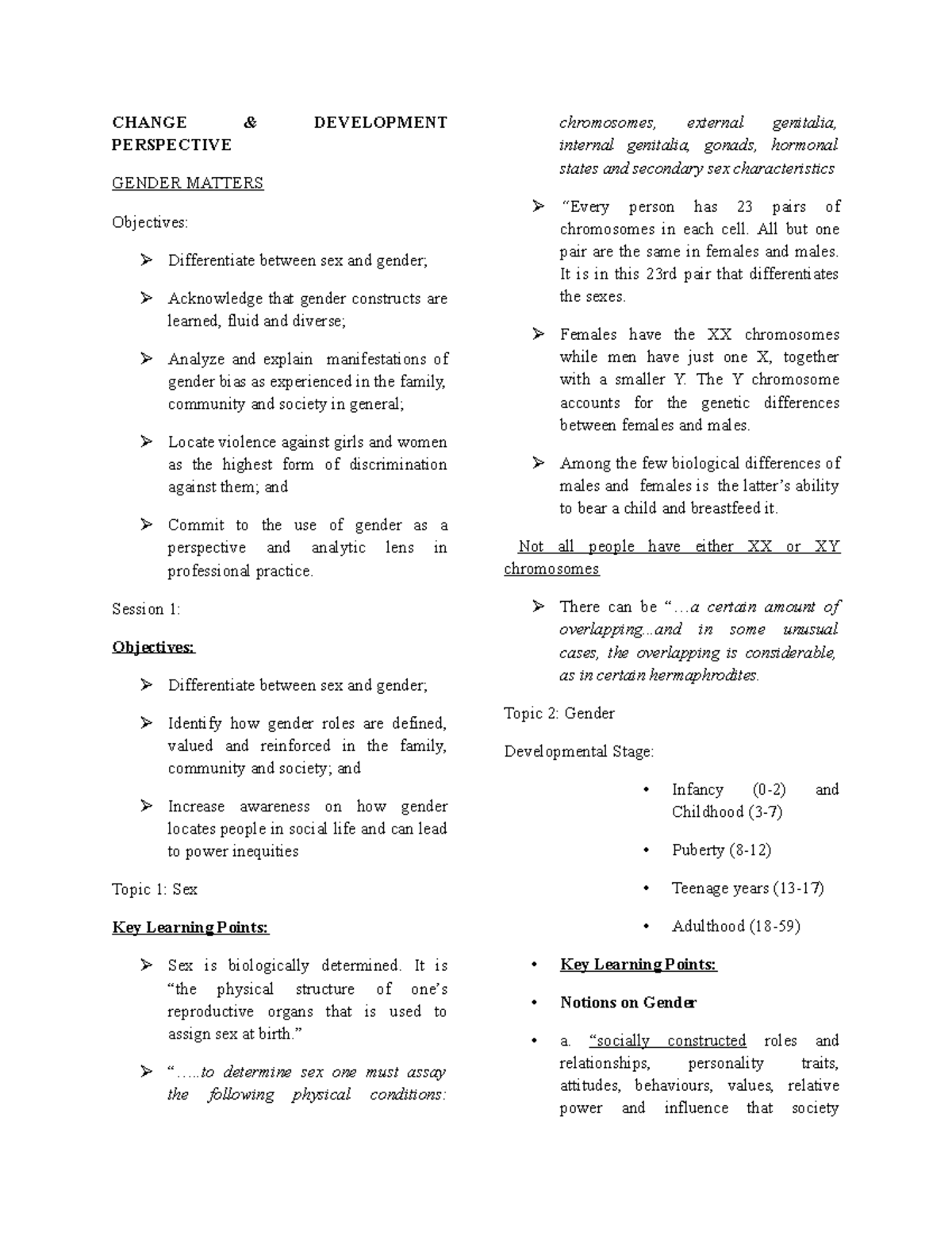 Social Change and Development - CHANGE & DEVELOPMENT PERSPECTIVE GENDER ...