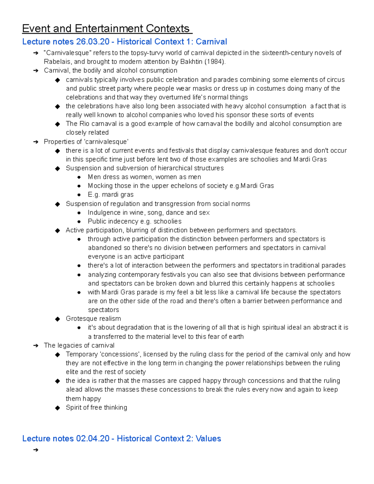 event and entertainment contexts lecture notes - Event and ...