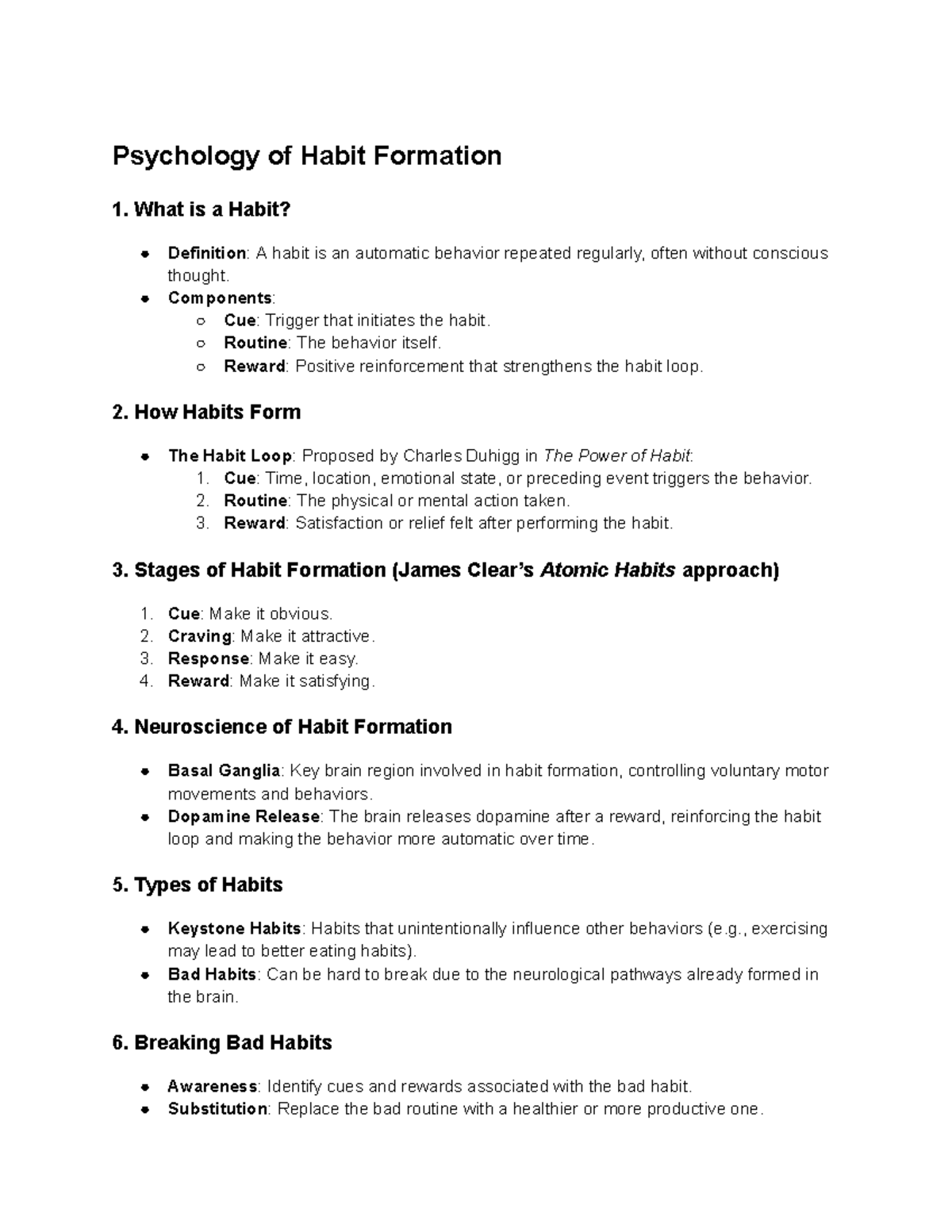 Notes - Topic: habit forming - Psychology of Habit Formation 1. What is ...