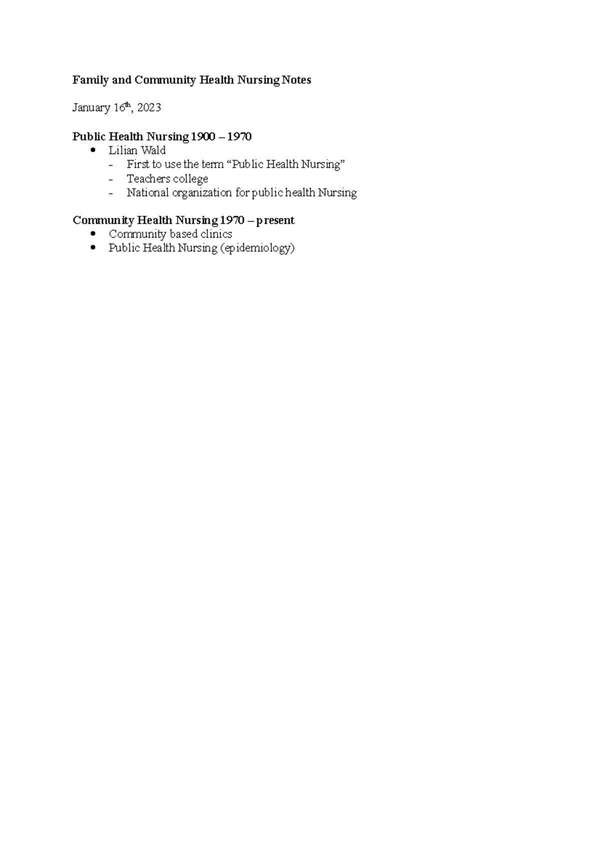 Family and Community Health Nursing Notes - How is this done? - Date ...