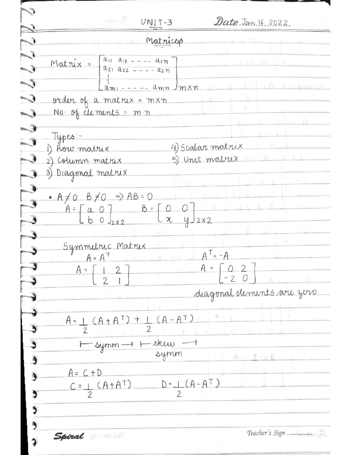 Matrices 1 - These are notes for applied mathematics 1. - Date Jan 16 ...