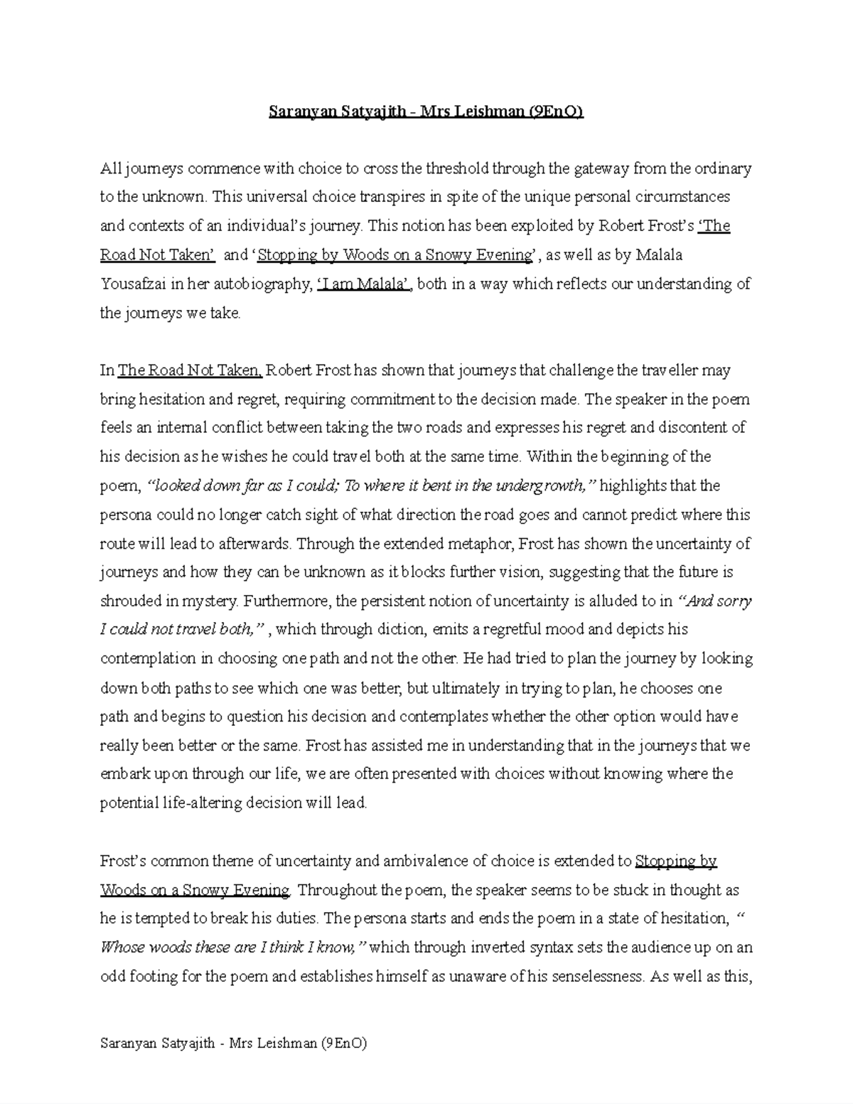 English T2 Essay - Google Docs - Saranyan Satyajith - Mrs Leishman ...