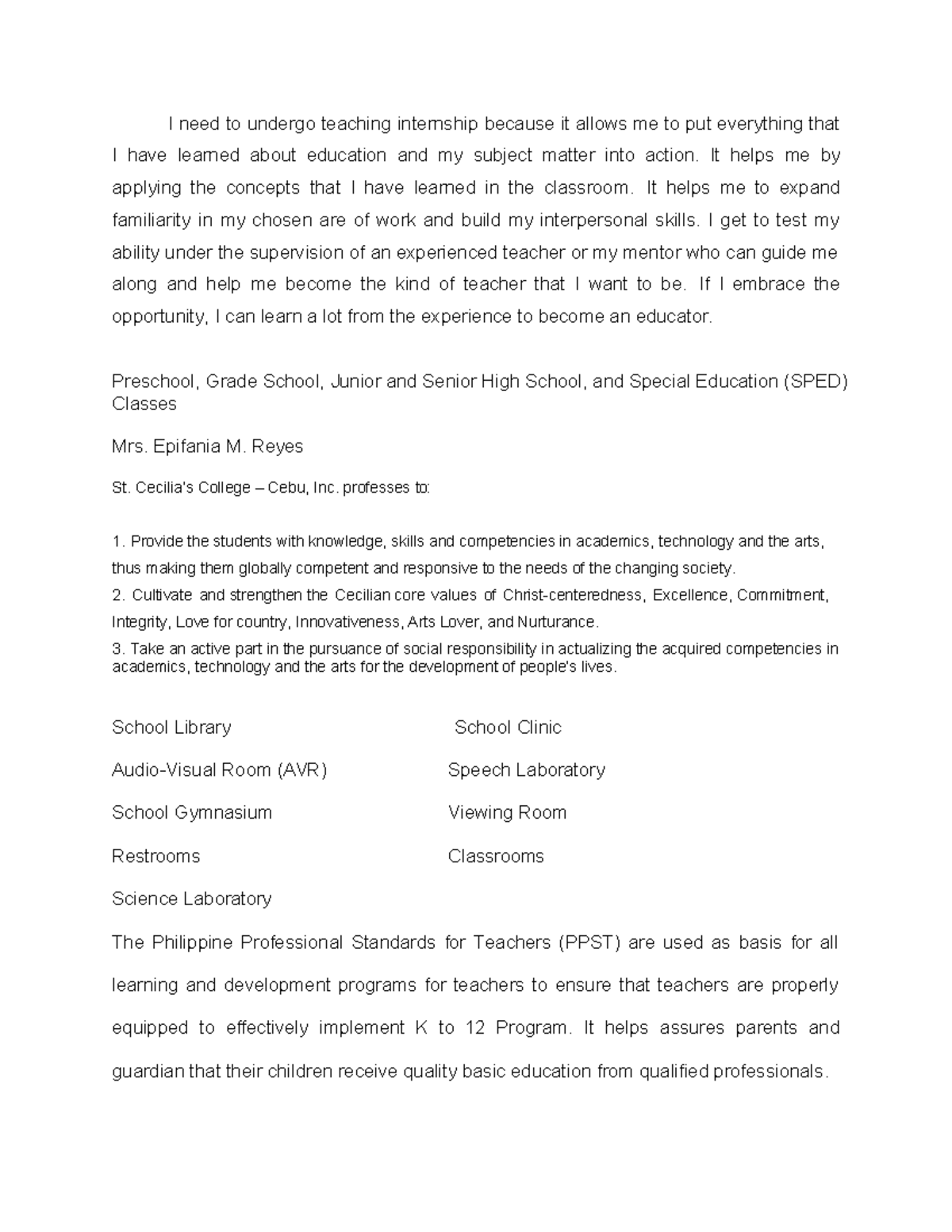 Internship-book-answers - I need to undergo teaching internship because ...