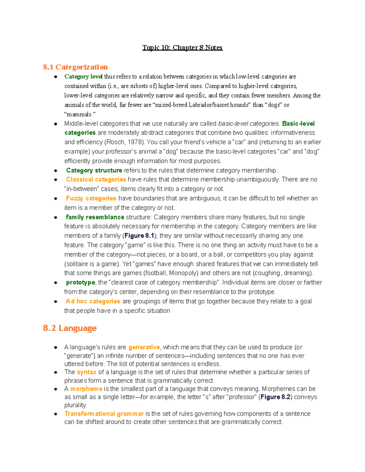 Topic-10 Chapter 8 notes - Topic 10: Chapter 8 Notes 8 Categorization ...