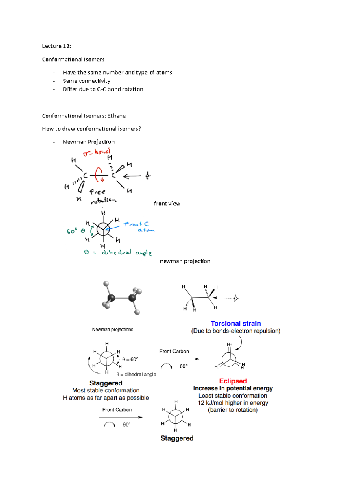 CHEM lecture 5 - Lecture 12: Conformational Isomers Have the same ...