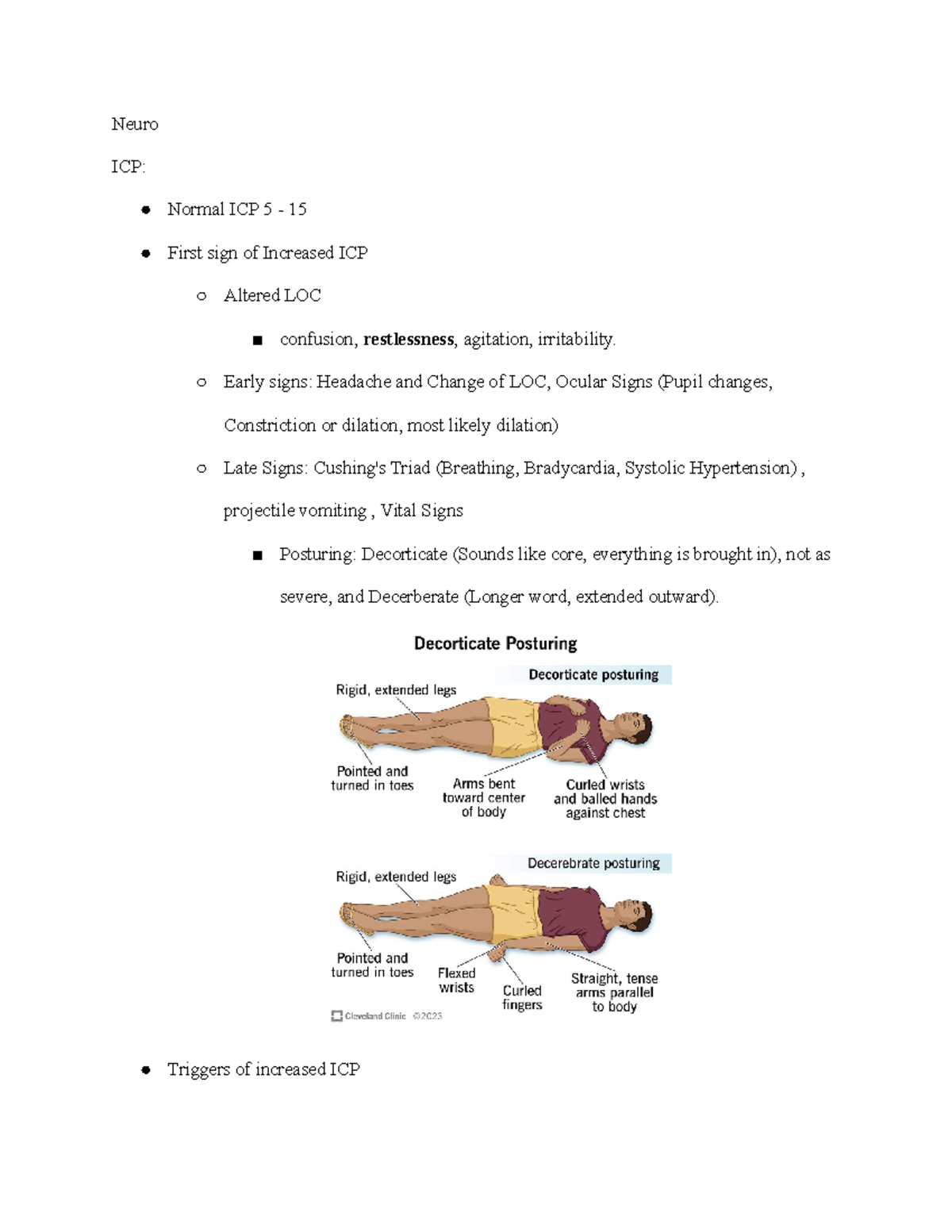 Med Surg 2 - Study Guide Exam 2 - Neuro ICP: Normal ICP 5 - 15 First ...