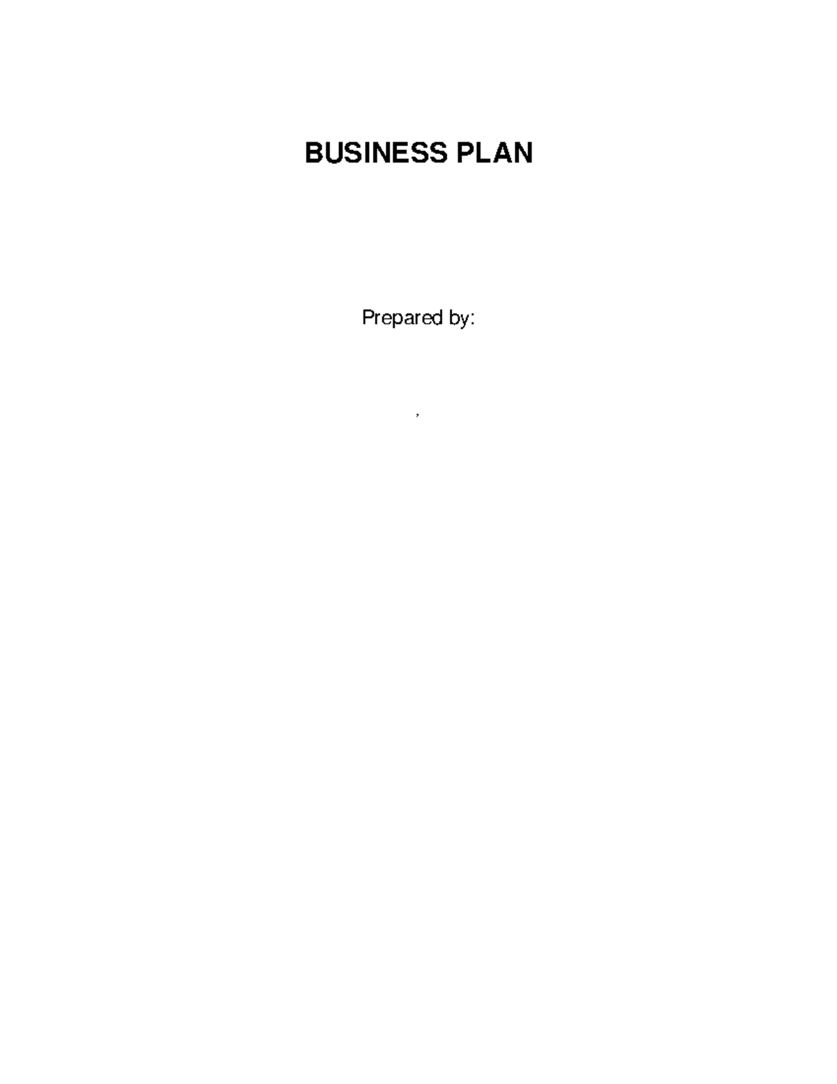 Business-proposal - Nice of the discrip - BUSINESS PLAN Prepared by ...