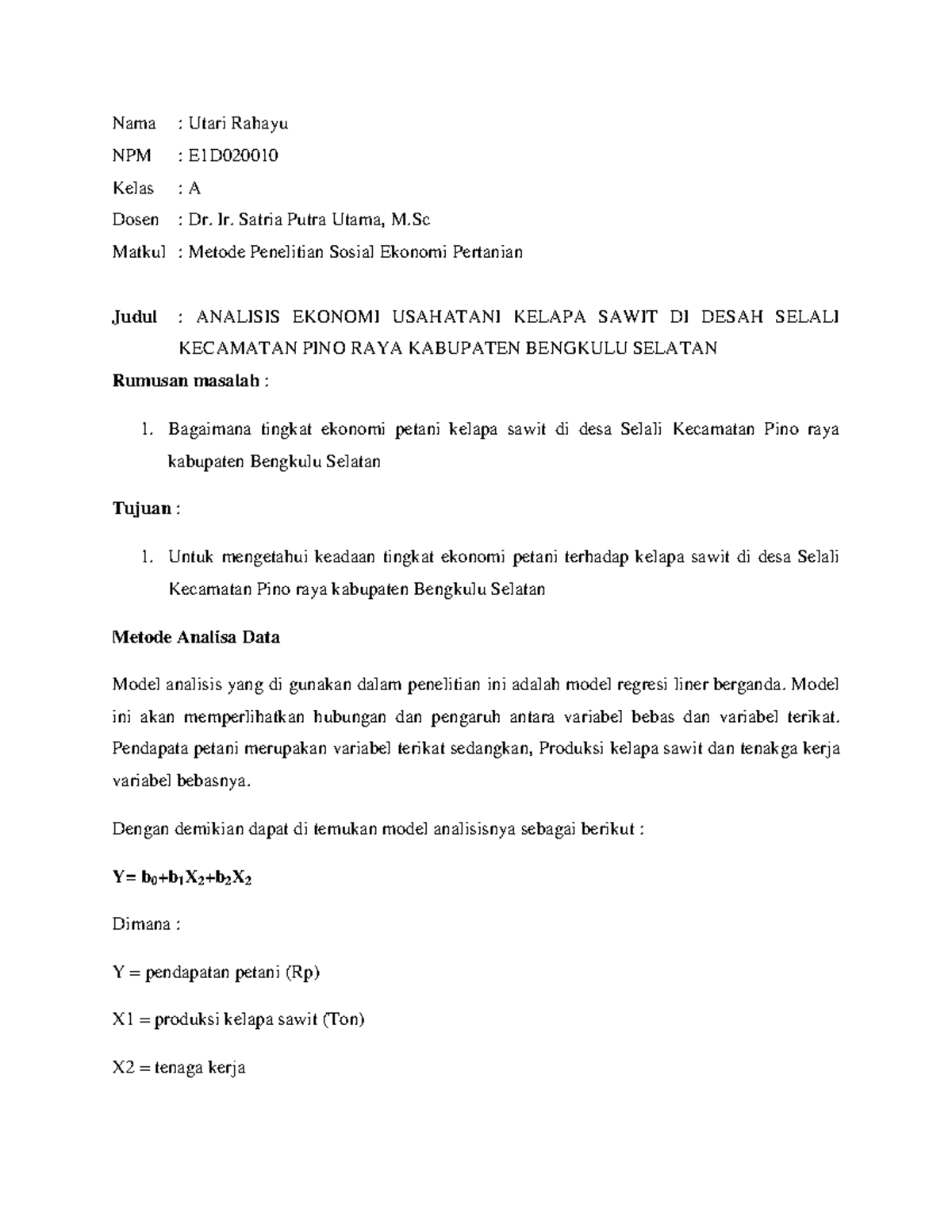 Sinopsis Utari rahayu E1D02001 0 - Nama : Utari Rahayu NPM : E1D Kelas ...