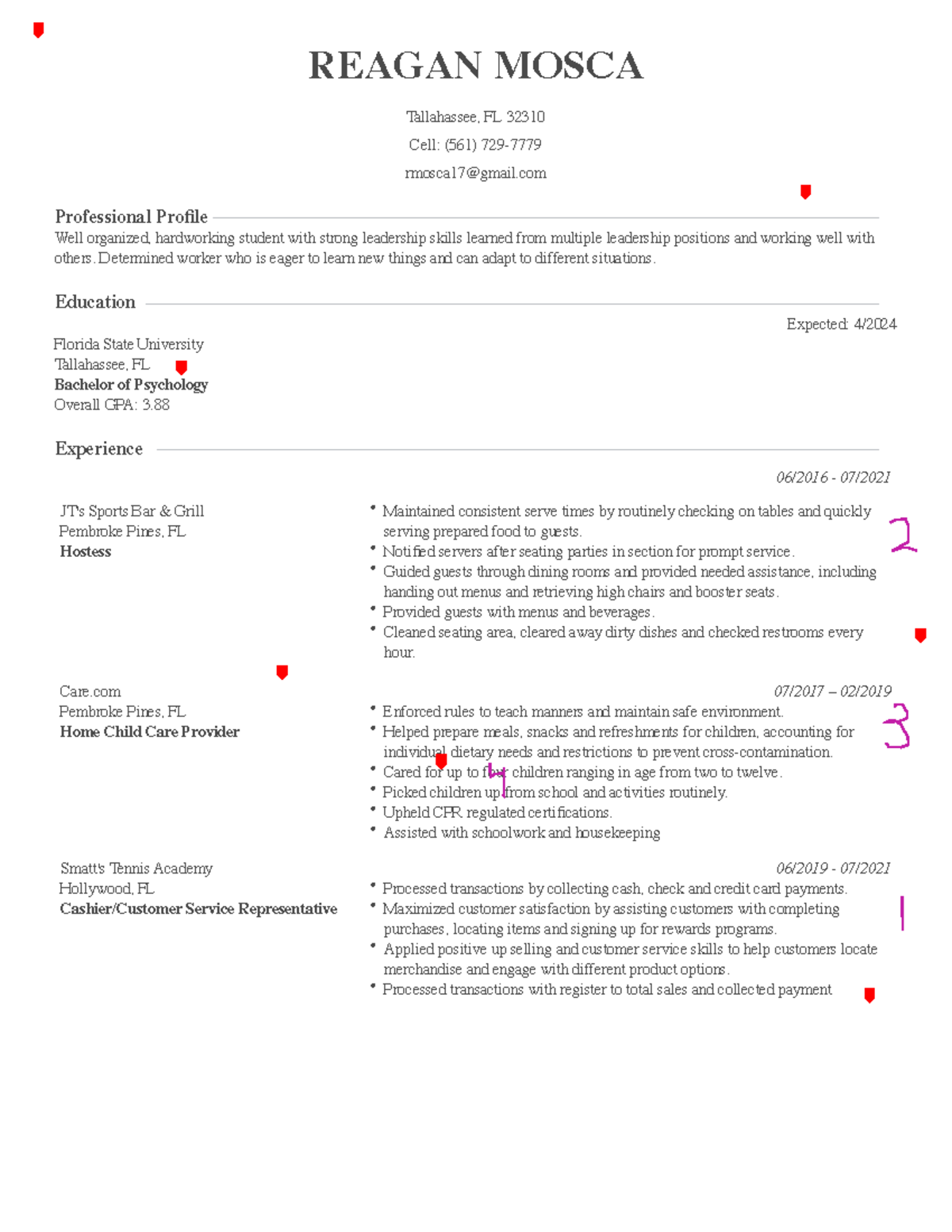 Annotated-Resume%20PDF - REAGAN MOSCA Tallahassee, FL 32310 Cell: (561 ...