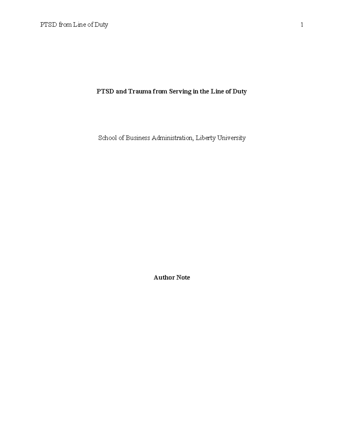 PTSD and Trauma From Serving in the Line of Duty.docx - PTSD and Trauma ...
