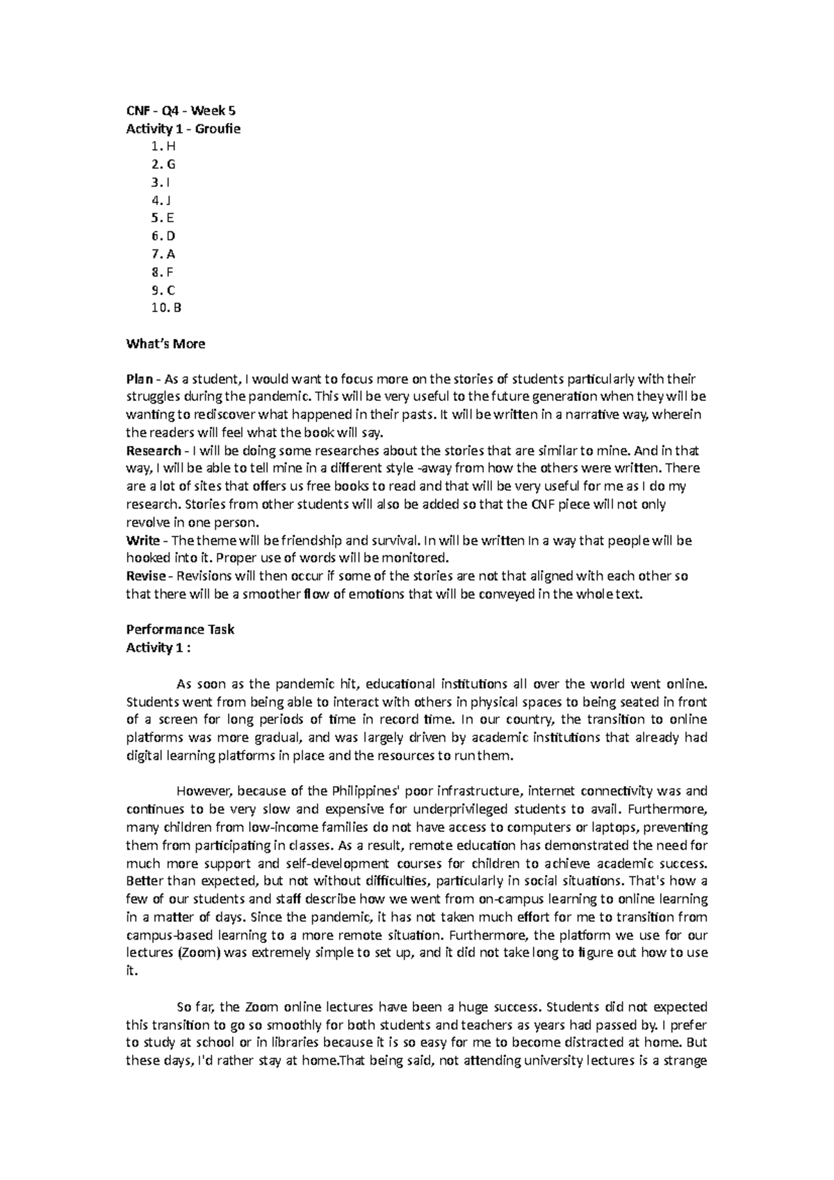 CNF - Q4 - Week 5 - kdjackdjc - CNF - Q4 - Week 5 Activity 1 - Groufie ...