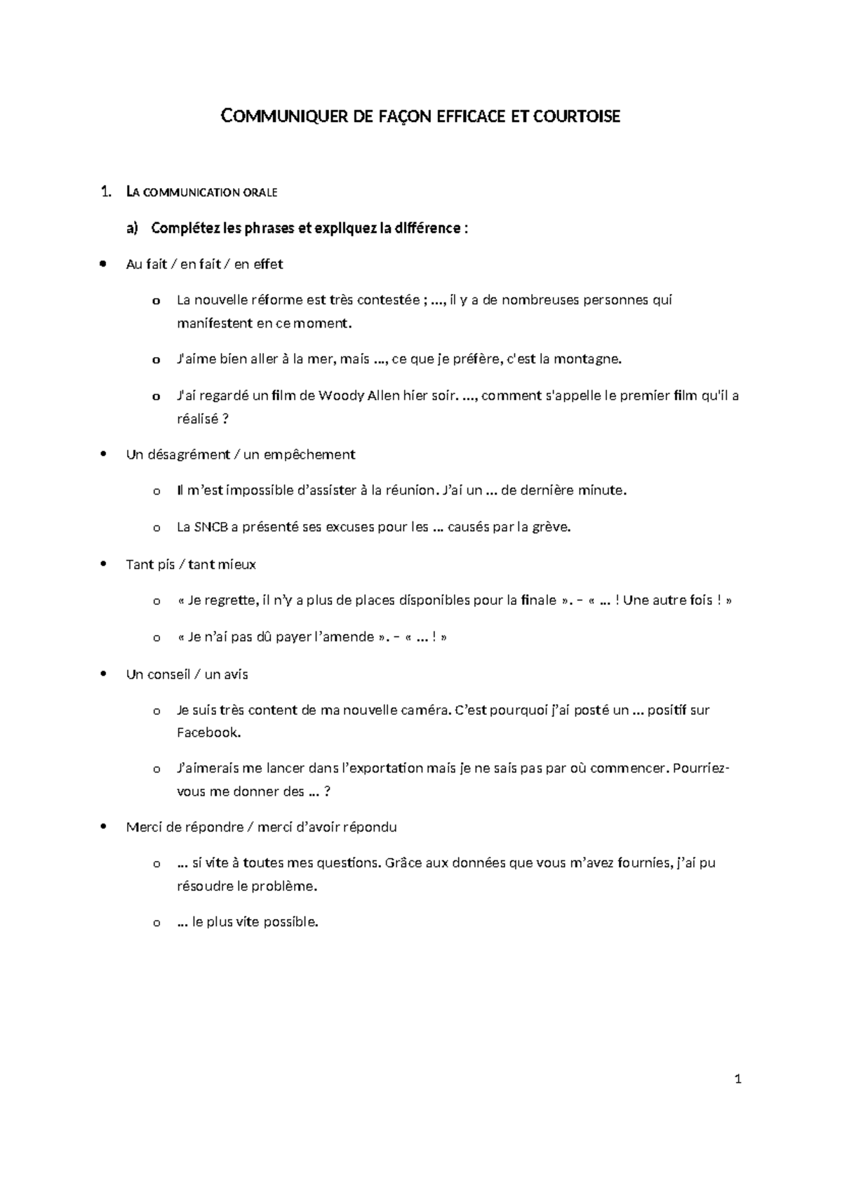 Communiquer de façon efficace et courtoise 23-24 (S2) - COMMUNIQUER DE ...