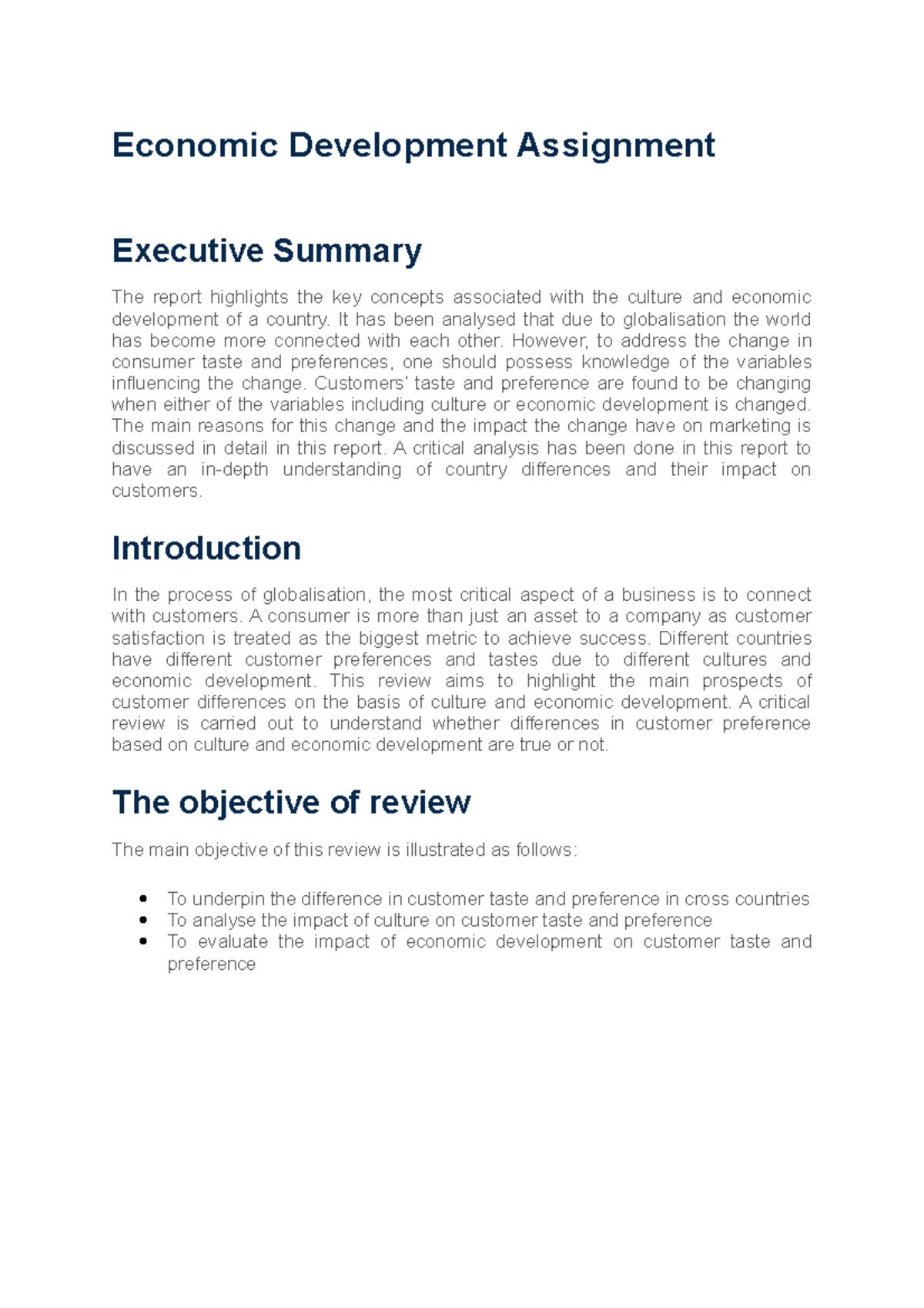 Economic Development Assignment - Economic Development Assignment ...