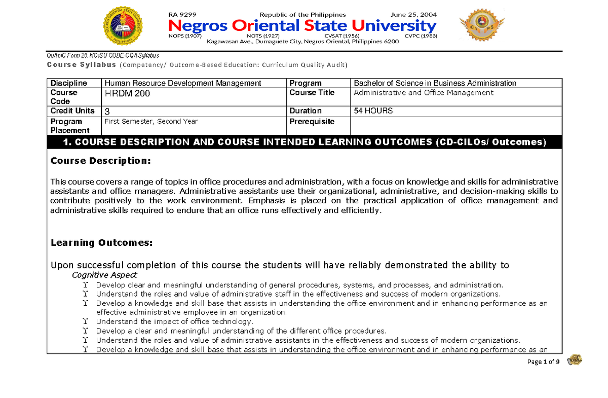 HRDM 200 Syllabus - hrdm 200 - Course Syllabus ( Co m p eten cy / Outco ...