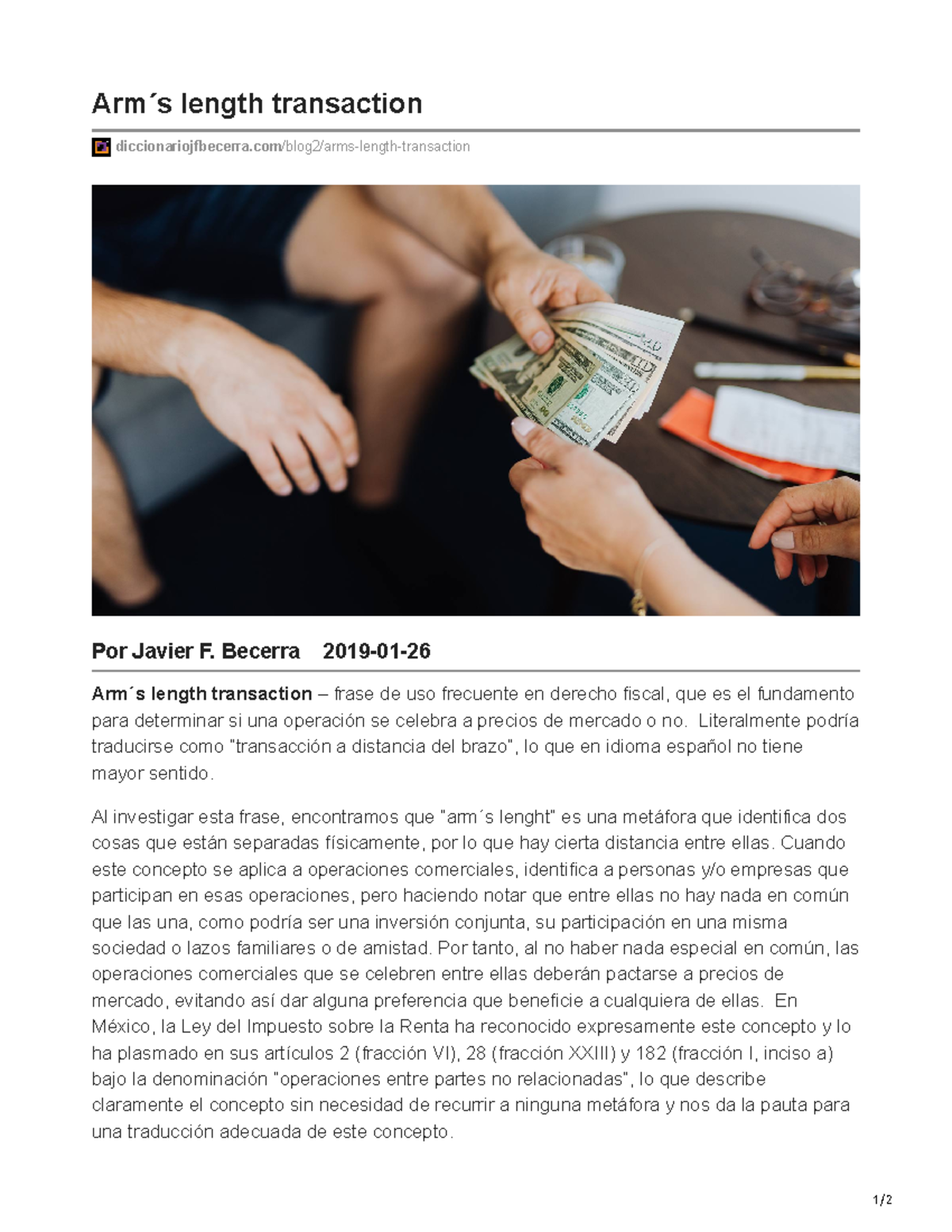 Diccionariojfbecerra.com-Arms length transaction - 1/ Arm ́s length ...