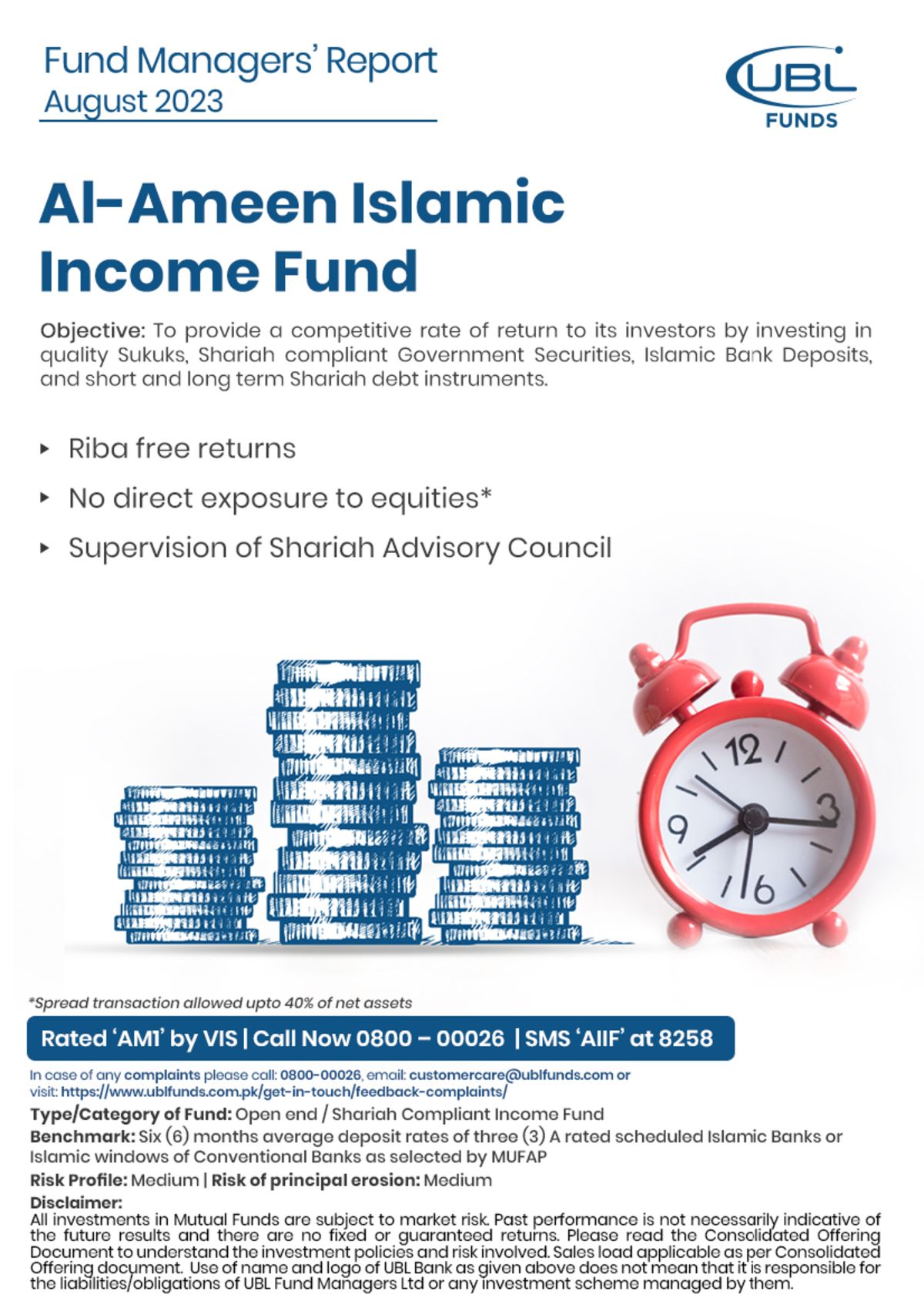 UBL FMR August 2023 - Table of Contents UBL Fixed Return Plan I-B Page ...