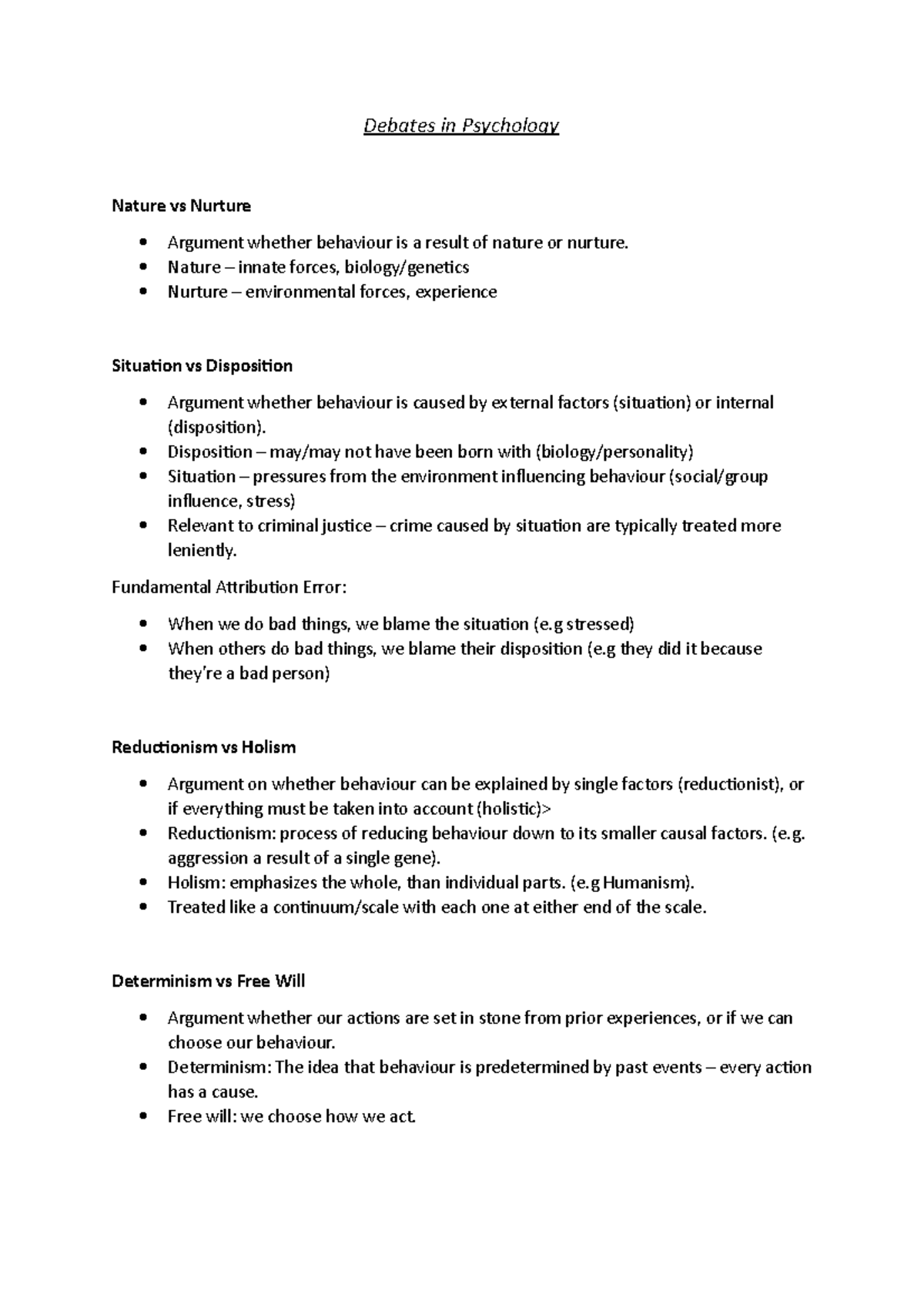 Debates in Psychology - see above - Debates in Psychology Nature vs ...