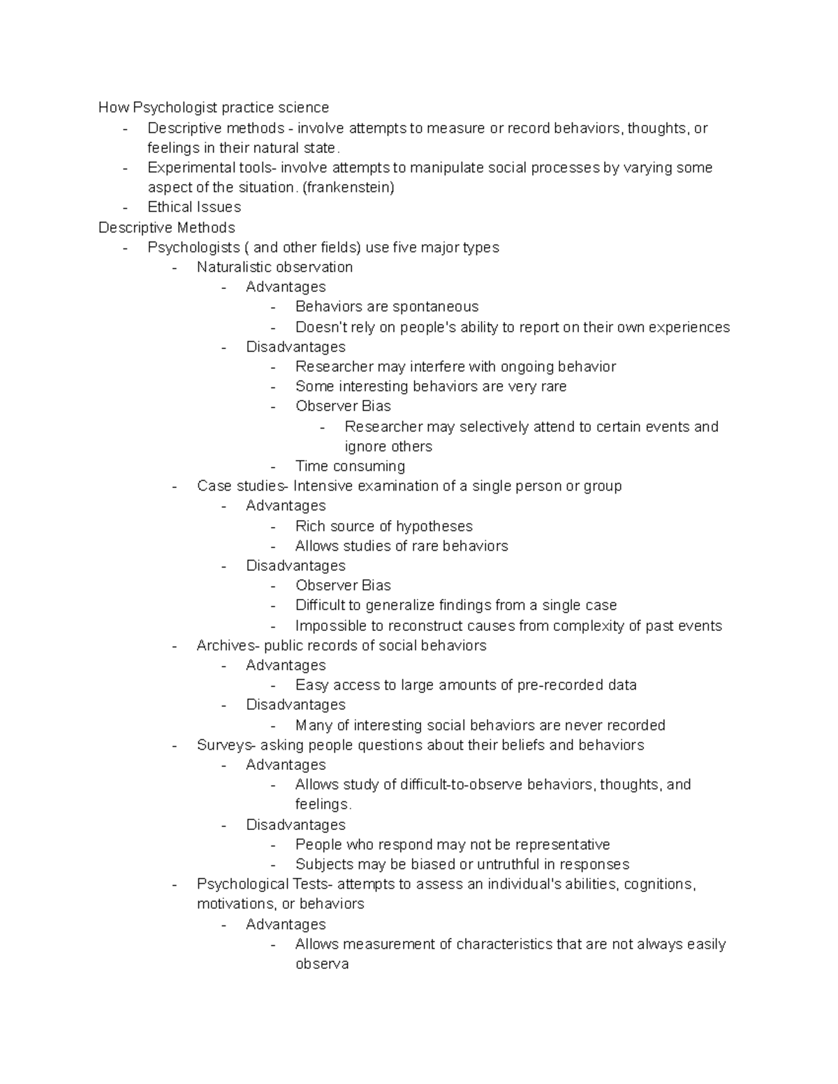 Psych 101 Lecture 2 Notes - How Psychologist practice science ...