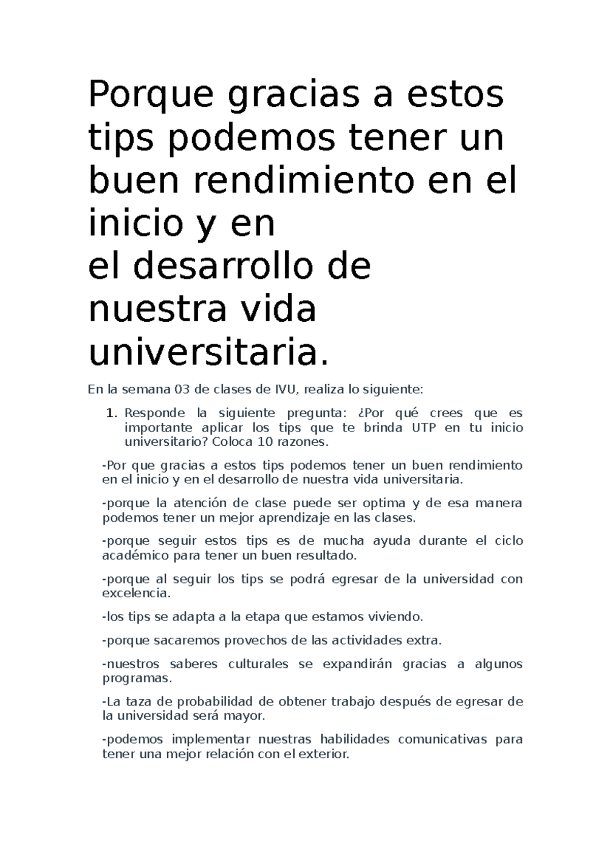 10 tips rde la UTP - semana 03 - Porque gracias a estos tips podemos ...